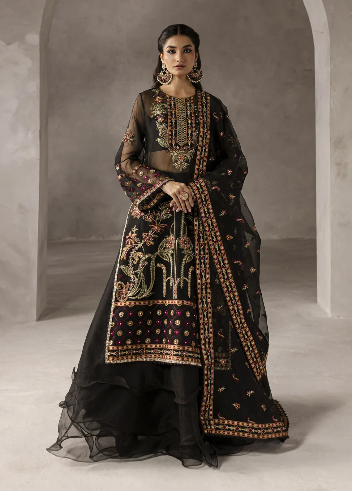Eblouir by Imran Ramzan Embroidered Organza Suits Unstitched 3 Piece IR25EB Fleurs de Minuit ...