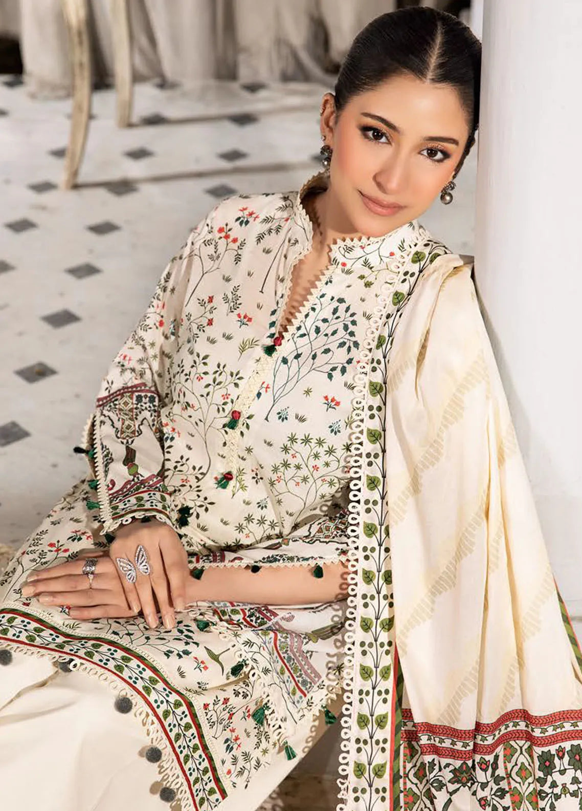 M basic Elaheh by Maria B Printed Lawn Suit Unstitched 3 Piece MB25EM D-02 - Summer Collection ...