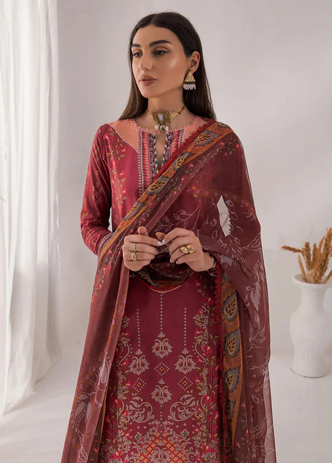 Nur By Shazme Printed Lawn Suit Unstitched 3 Piece SHZ24N SH-05 Dahlia - Summer Collection ...