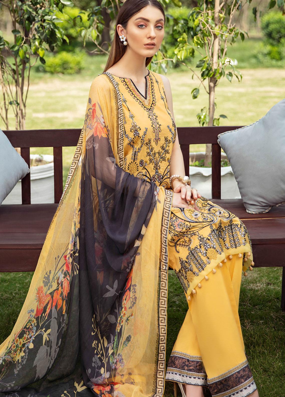 Riwayat by Ramsha Embroidered Lawn Suits Unstitched 3 Piece RSH21R-2 Y-202 - Luxury Collection ...