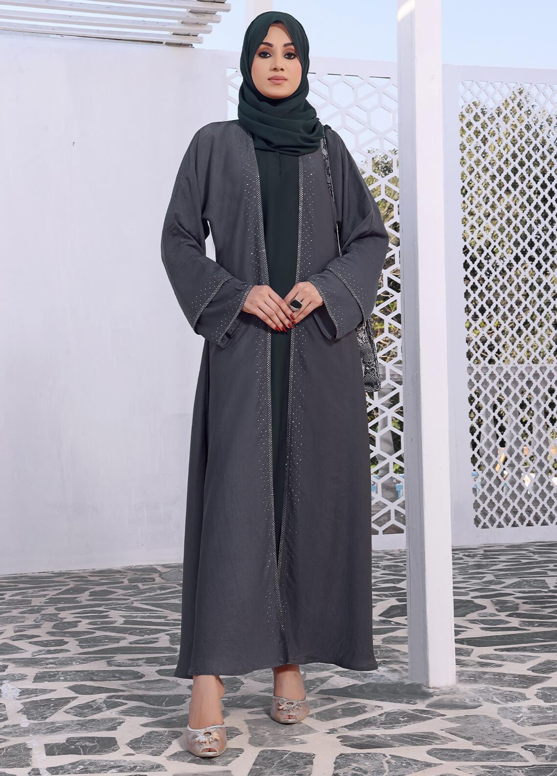 The Great Master (TGM) Hareer Coat Style Abaya Diamond Grey – Sanaulla Store