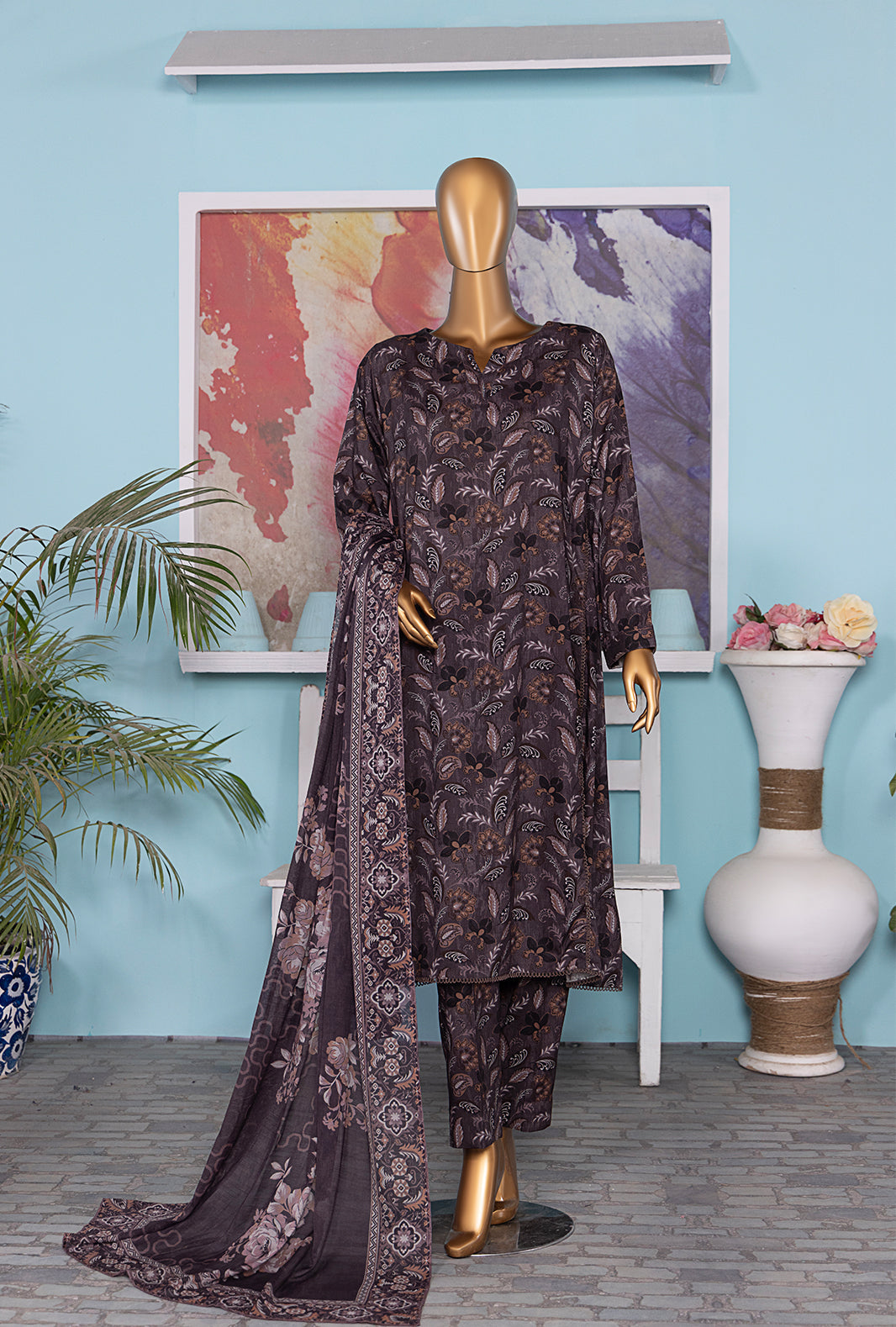 HZ Textiles Digital Printed Unstitched Linen 3 Piece Suit LWP-1310 ...