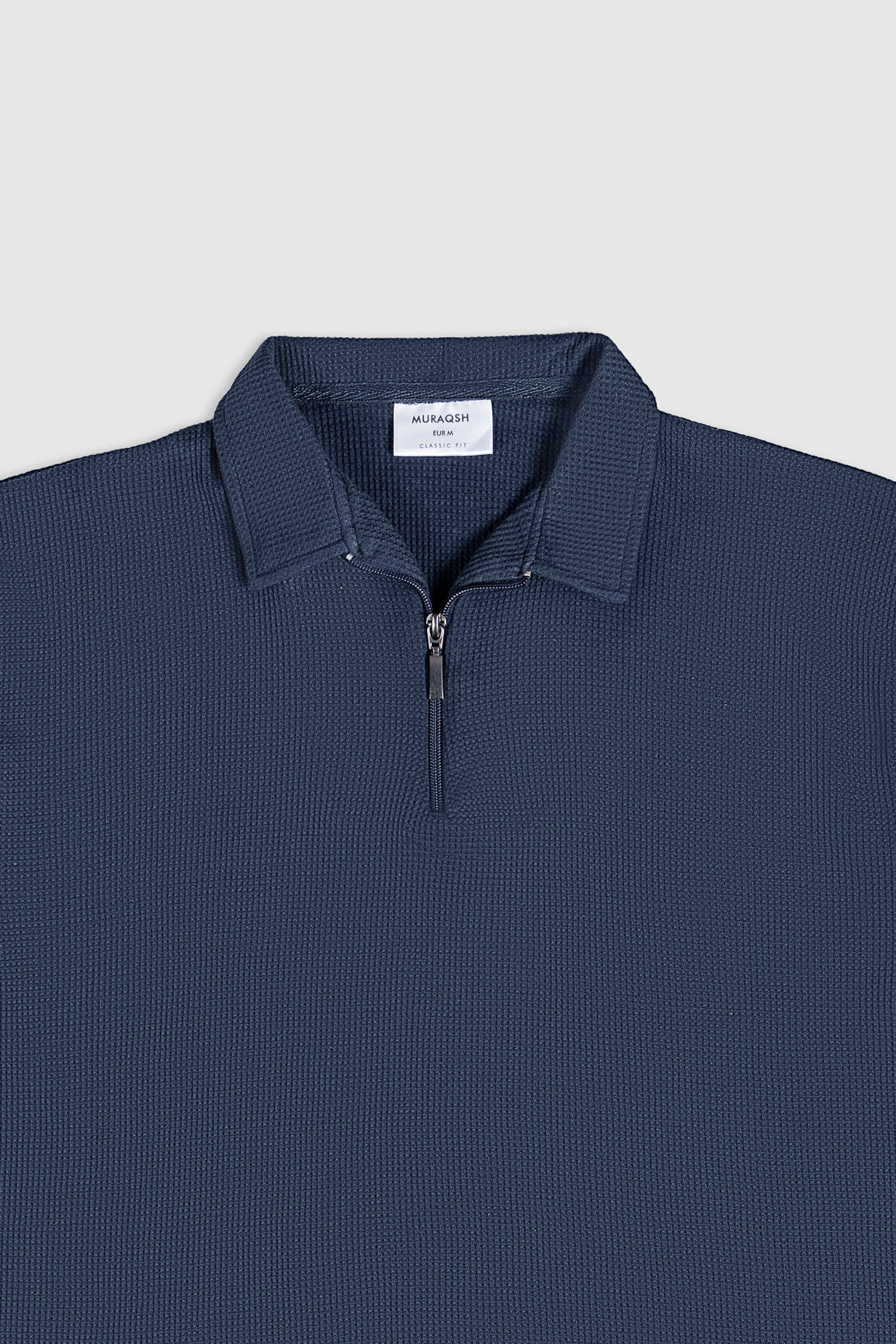 Muraqsh Ready To Wear Solids Waffle Men Deep Blue Oversized Zipper Polo ...