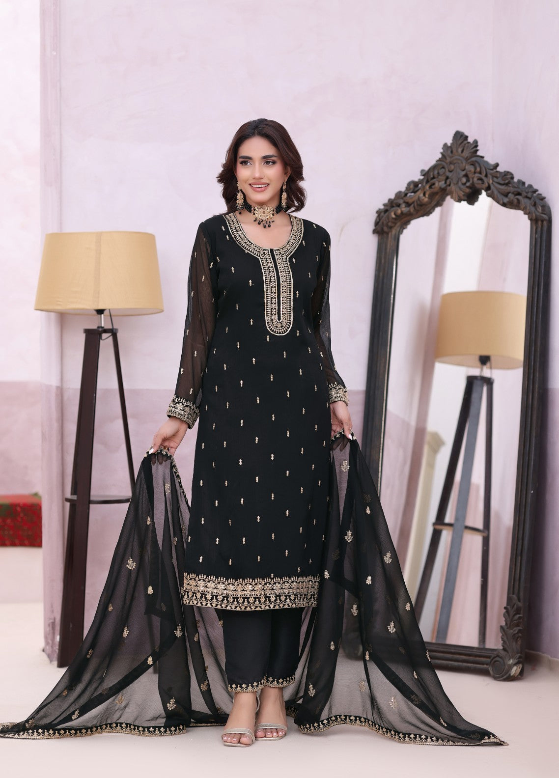 Rang e Haya by Abaan Zohan Woman Pret Chiffon 3 Piece Ada Black ...