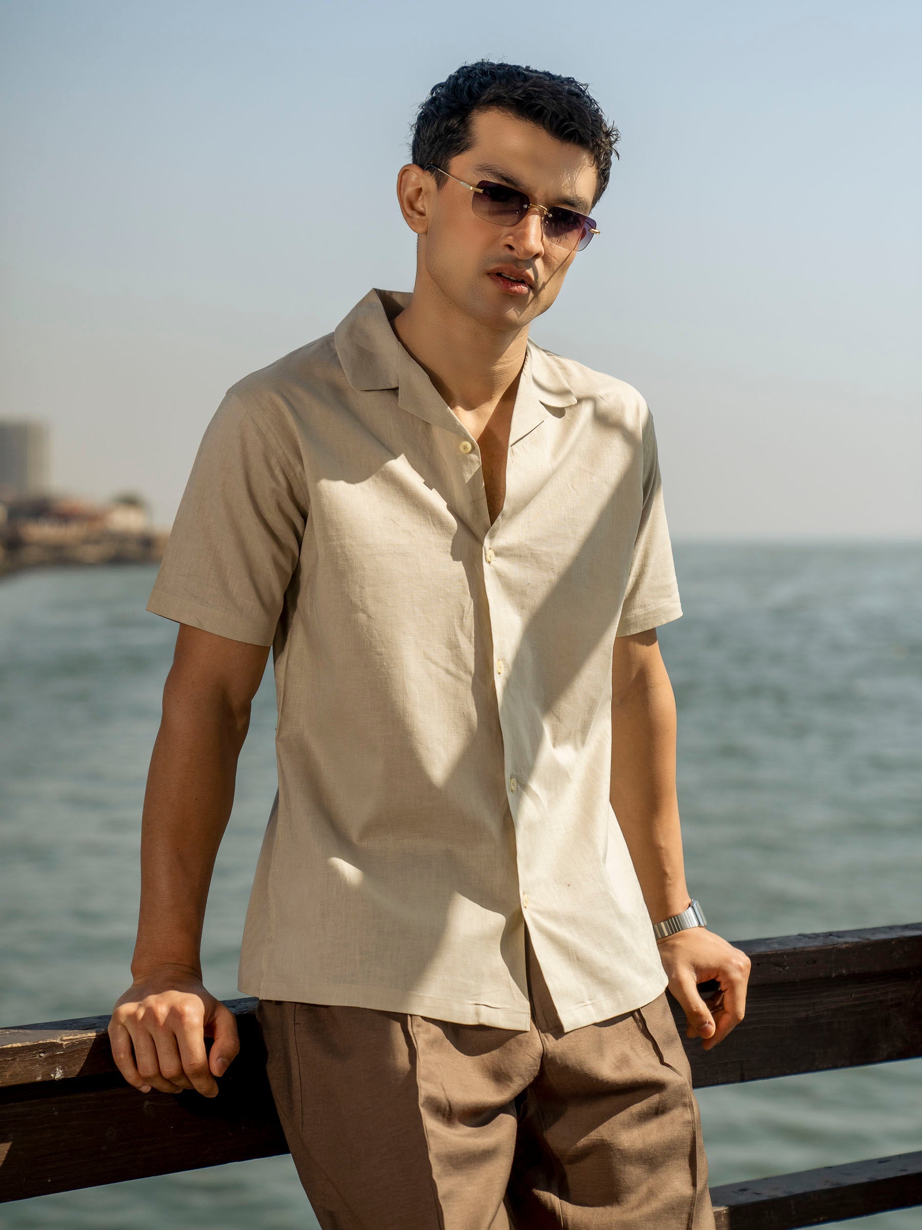 Brumano Ready To Wear Shirts Men 1 Piece Cotton Beige Linen Blended ...