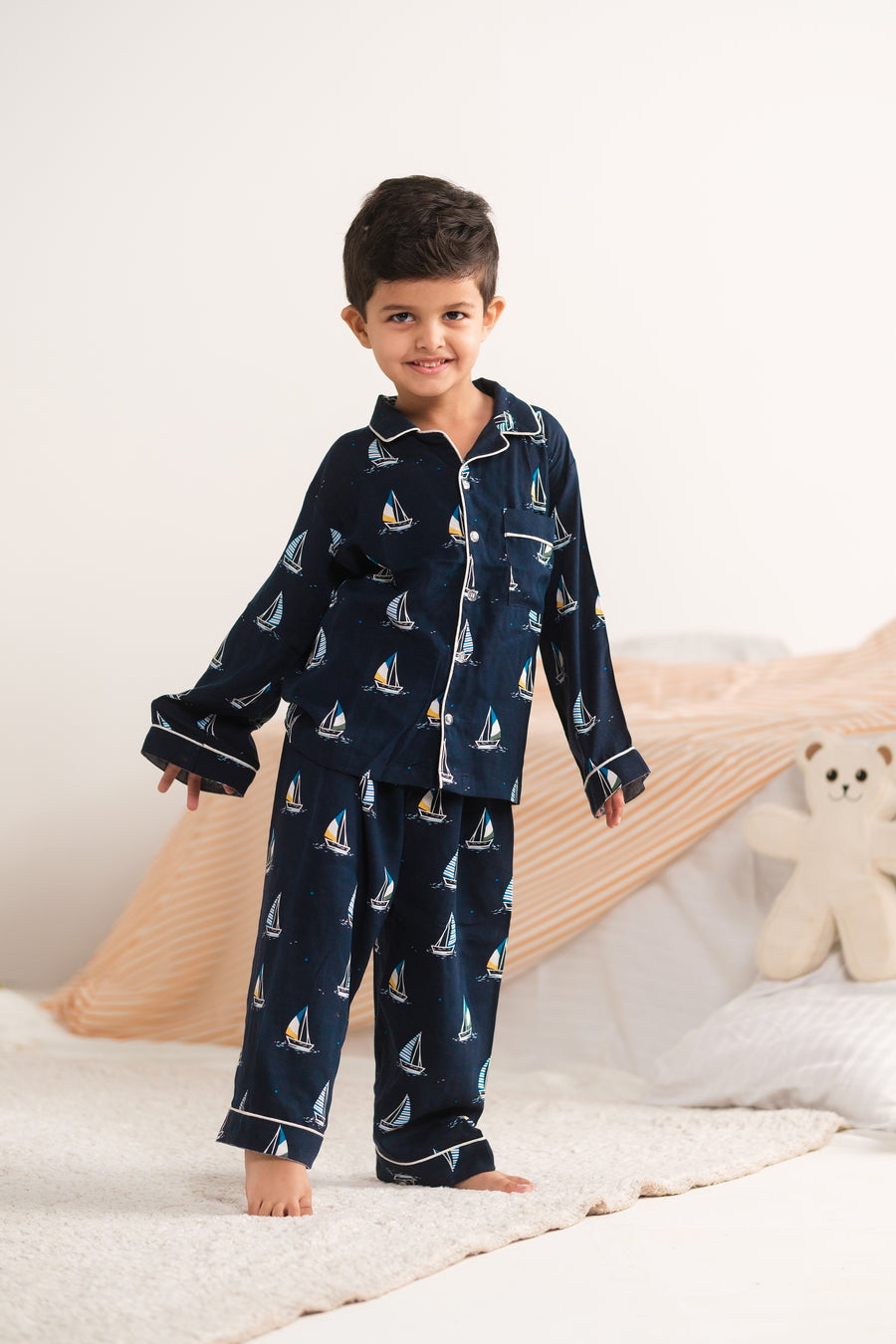 Baby Nest Kids Premium Night Suits For Boys Printed 2 Piece Boski Linen ...