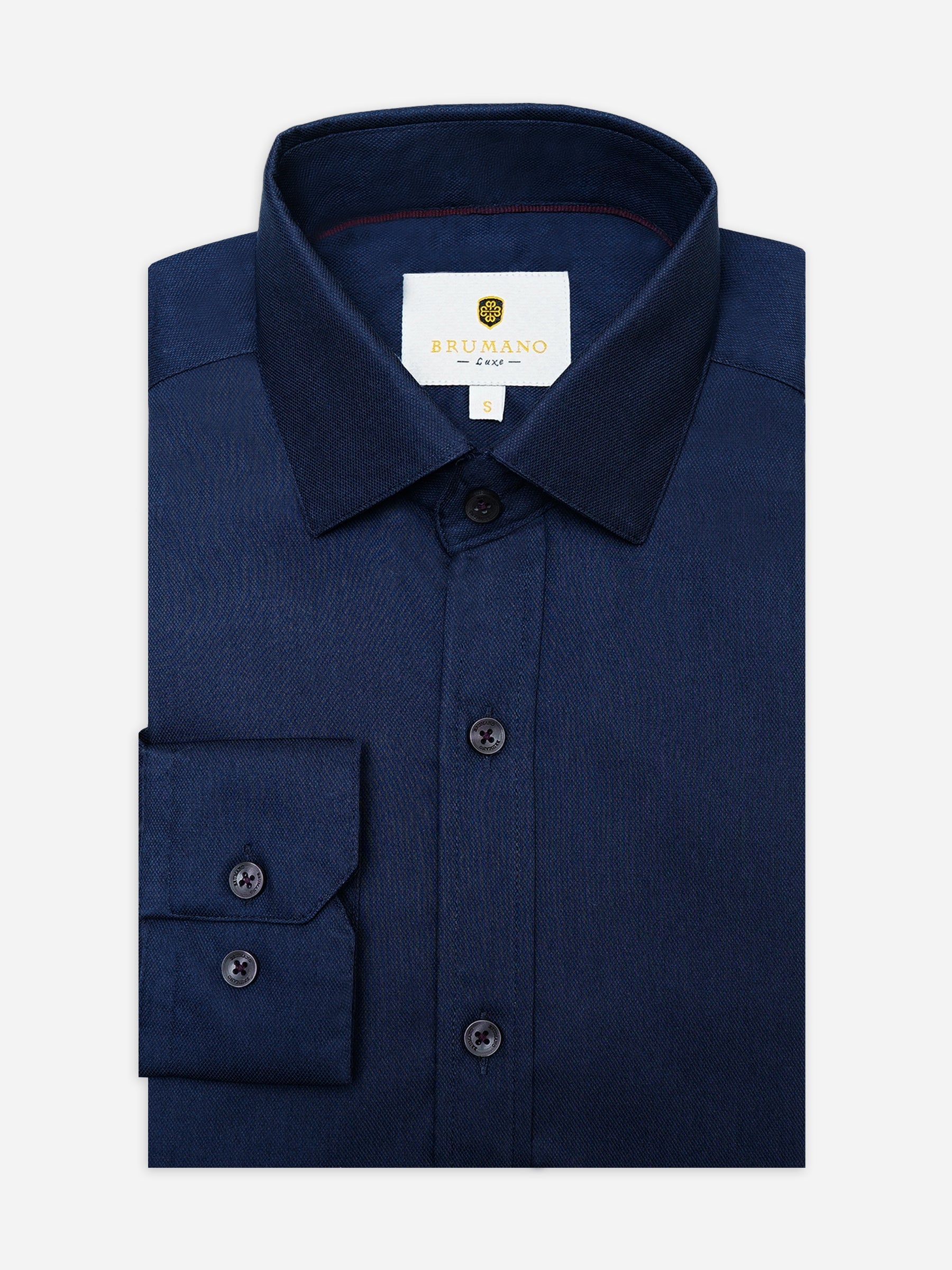 Brumano Ready To Wear Shirts Men 1 Piece Cotton Navy Blue Fine Twill ...