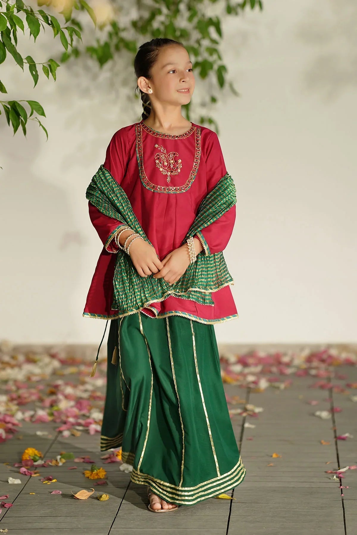 Ochre RTW Embroidered Girls 3 Piece Silk Hand Adda Work MHD-10 - Winter ...