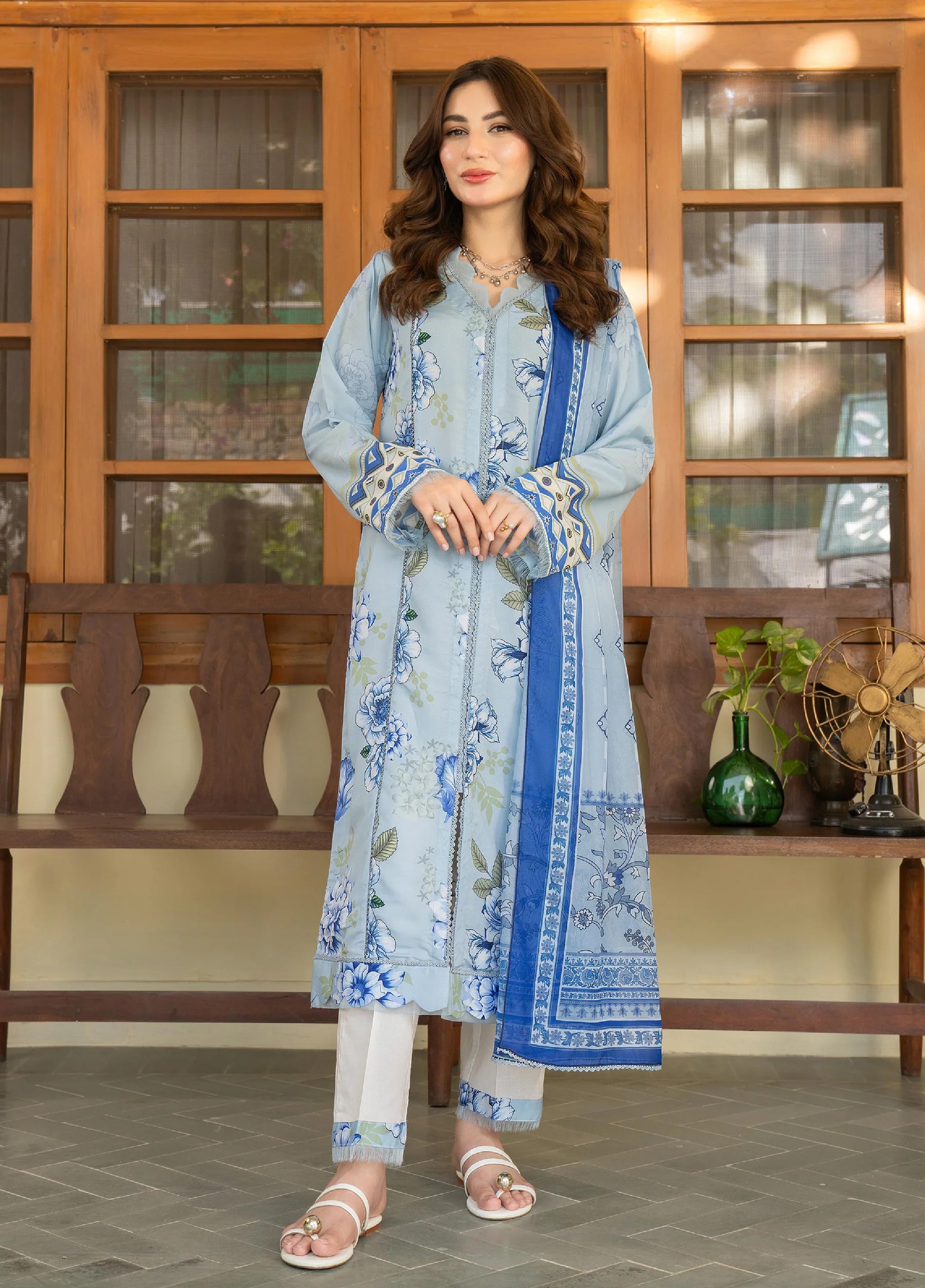Mah e Noor Intermix by Panache 3 Piece Raw silk Frost Blue - Winter ...