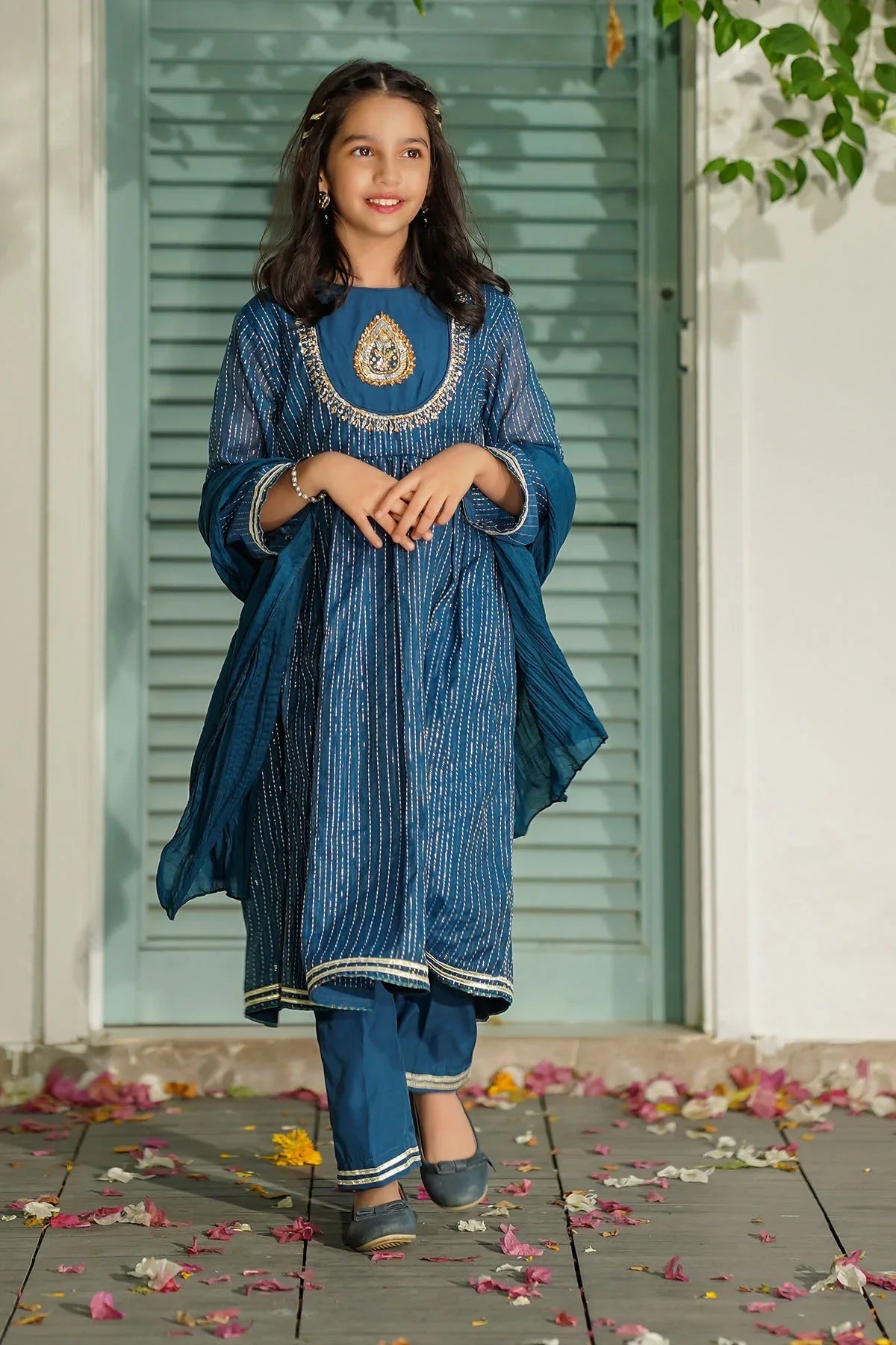 Ochre RTW Embroidered Girls 3 Piece Jacquard Hand Adda Work SHD-09 ...
