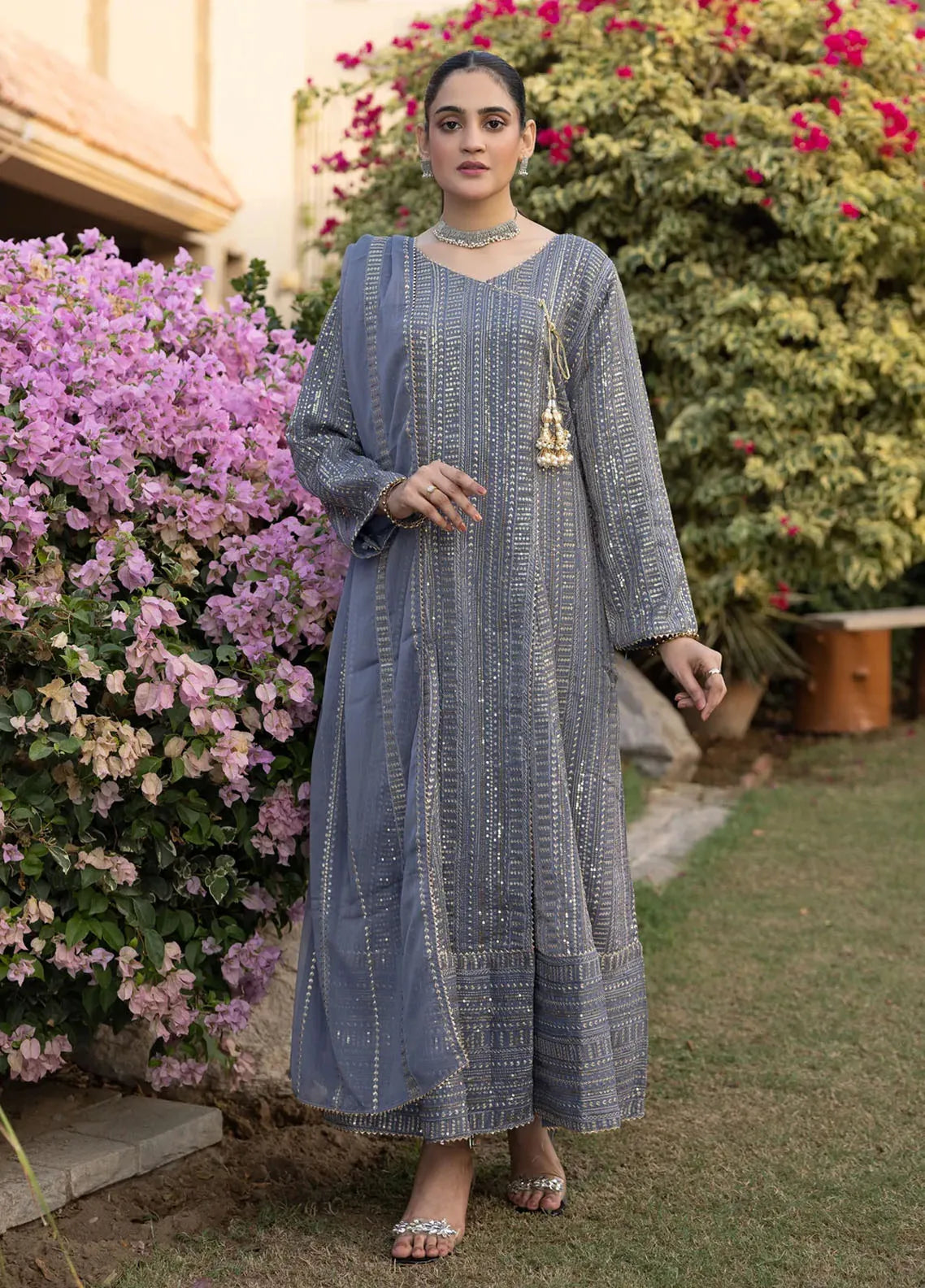 Adams Couture Pret Embroidered Chiffon 3 Piece Suit Sohrab Grey ...