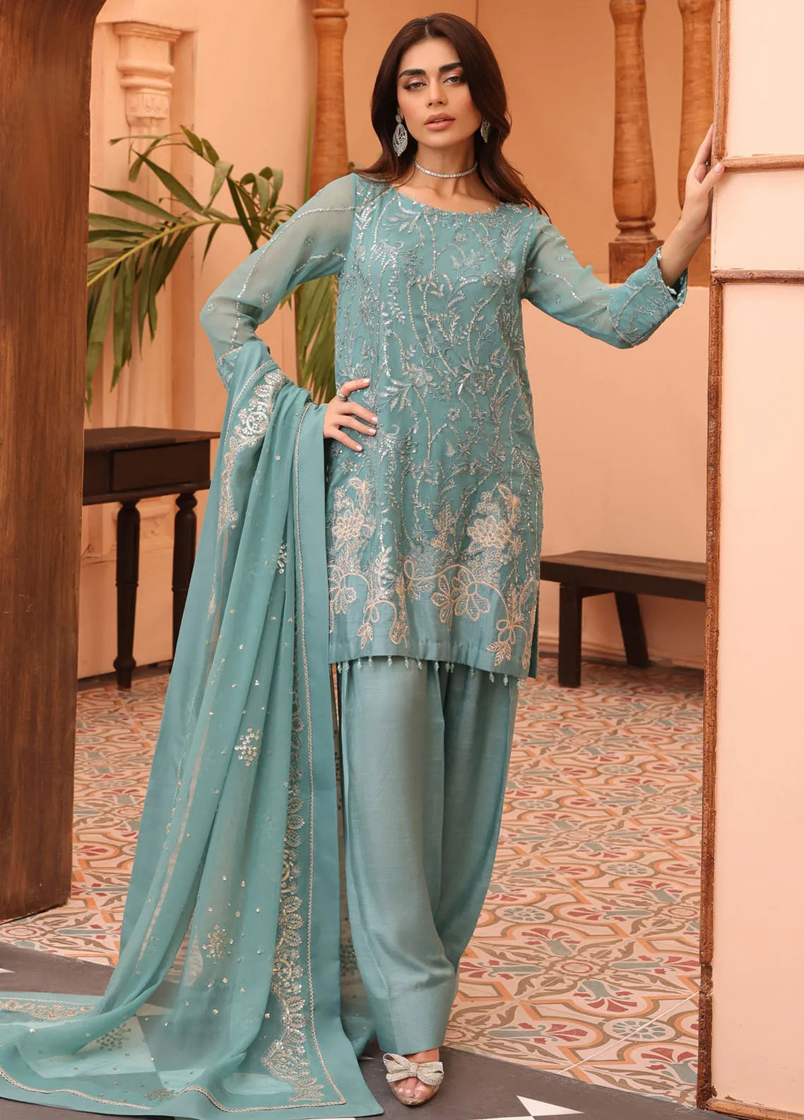 Afsana By Sheen Embroidered Chiffon Suit Unstitched 4 Piece SSL24A ...