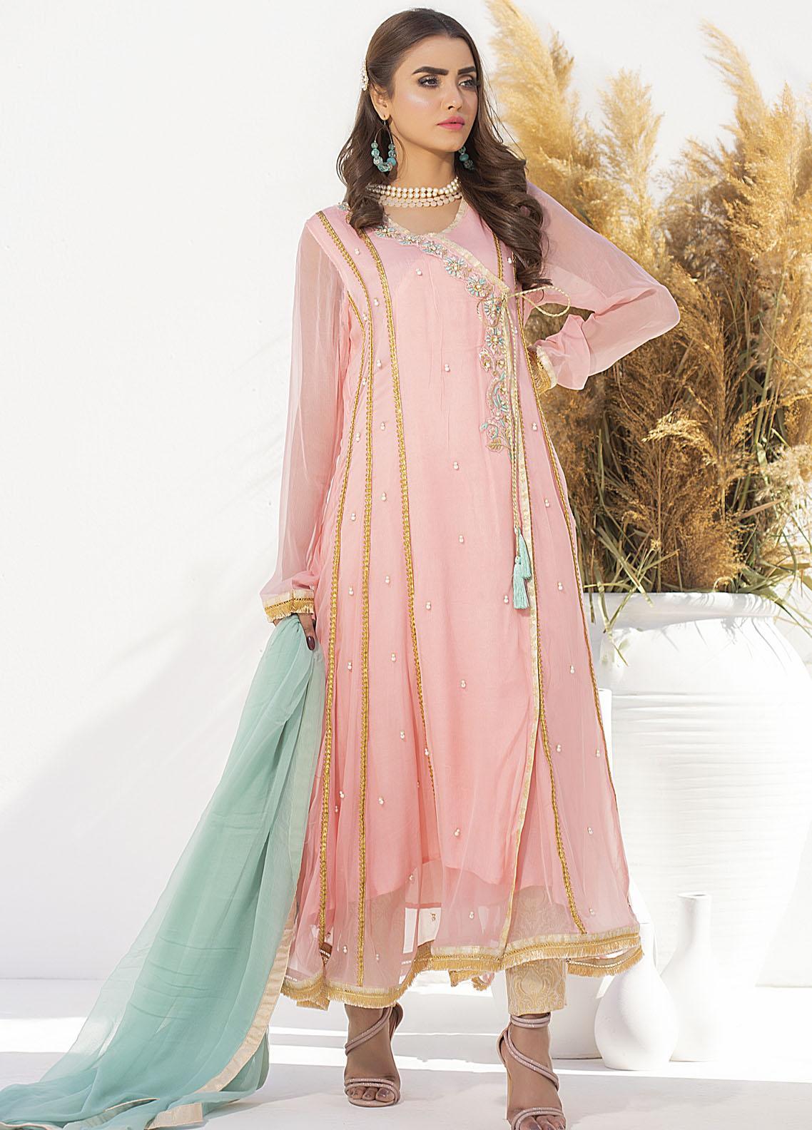 Aisha Fatema Luxury Pret Embroidered Chiffon 2 Piece Suit PALE ROSE ...