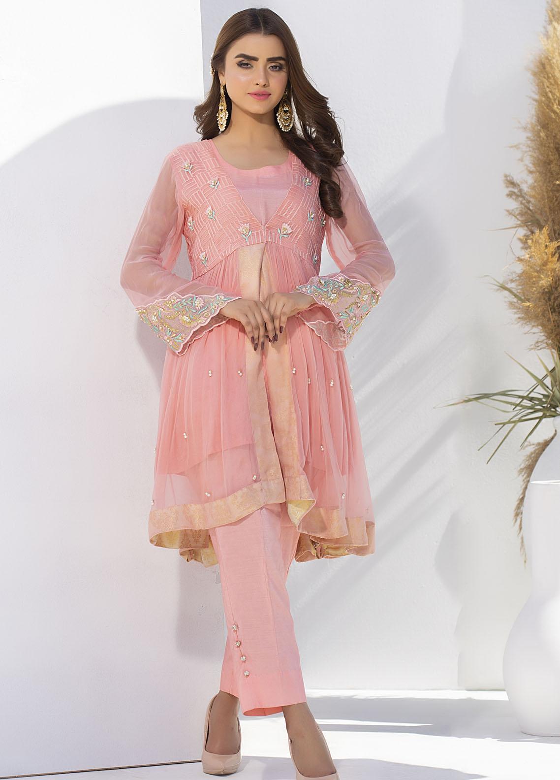 Aisha Fatema Luxury Pret Embroidered Organza 2 Piece Suit ROSE PINK ...