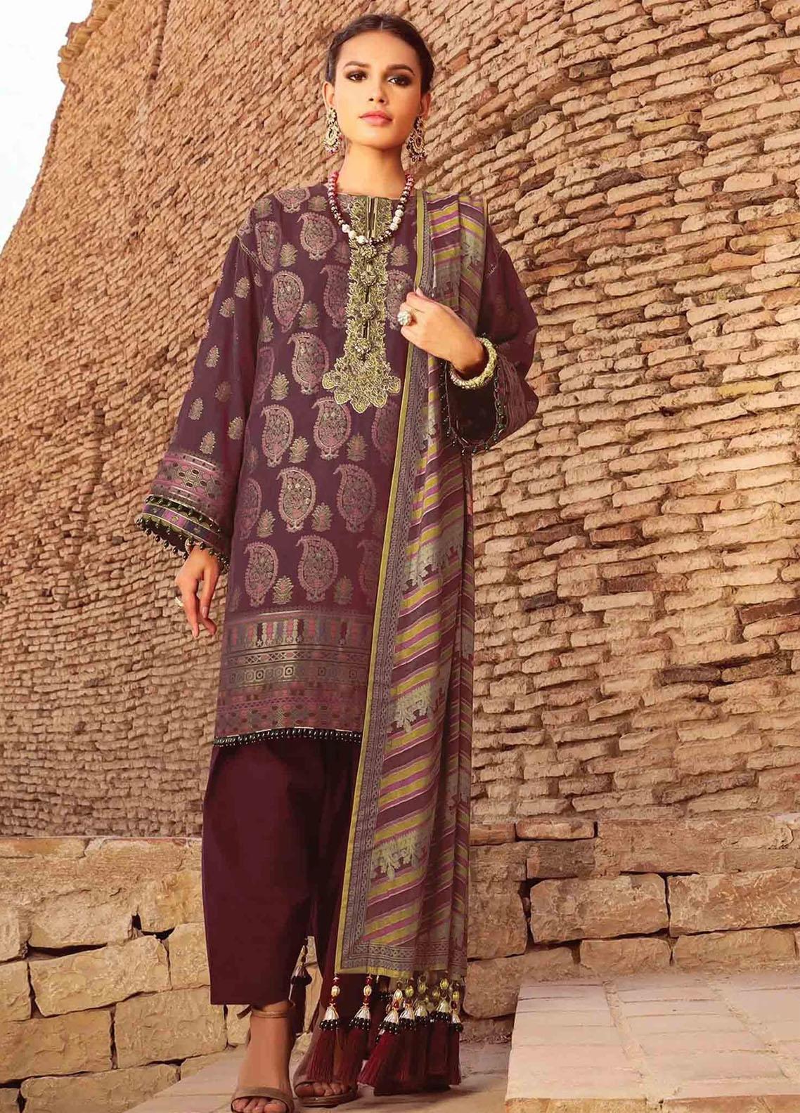 Al Karam Embroidered Jacquard Suits Unstitched 3 Piece AK21F FC-04B-21 ...