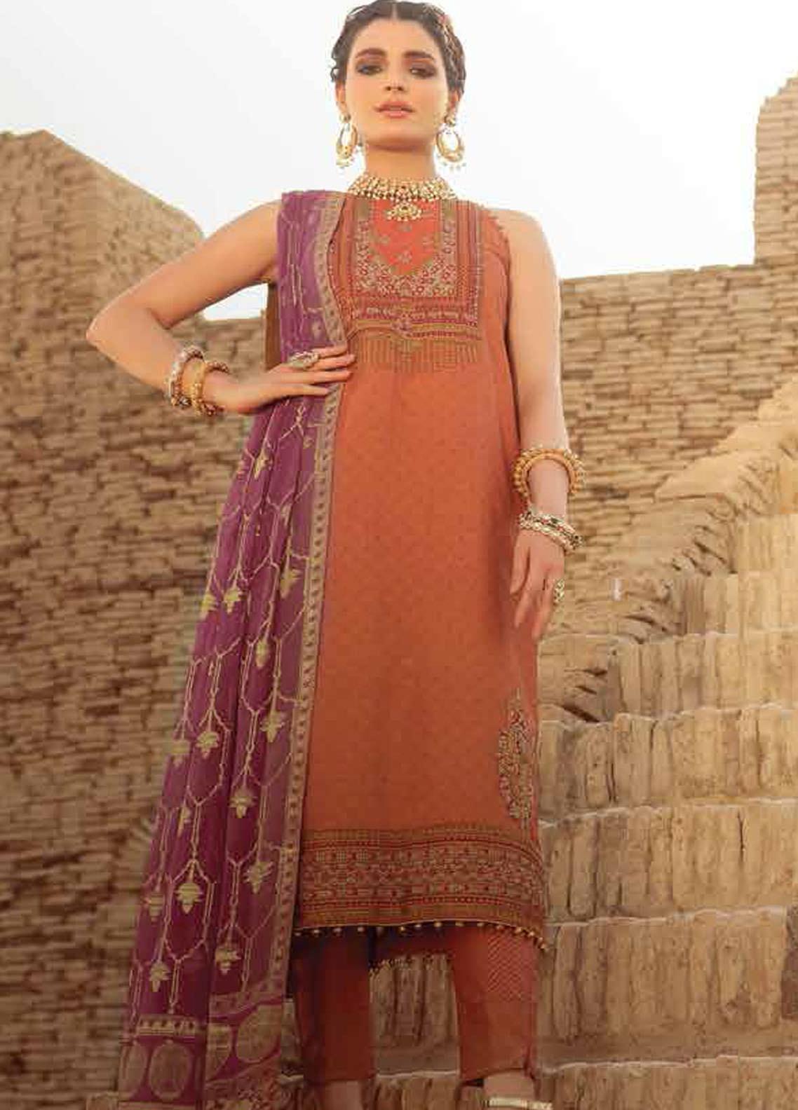 Al Karam Embroidered Cotton Silk Suits Unstitched 3 Piece AK21F FC-12E ...