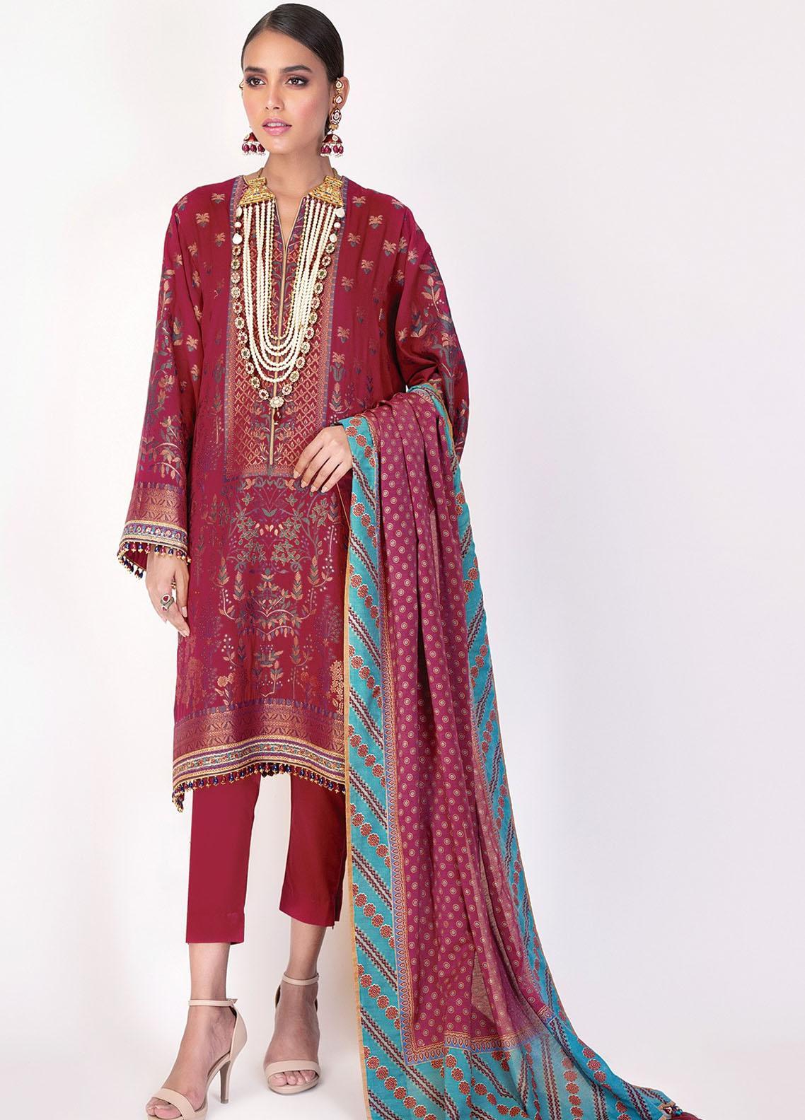 Al Karam Embroidered Jacquard Suits Unstitched 3 Piece AK21F-2 FC-03A ...
