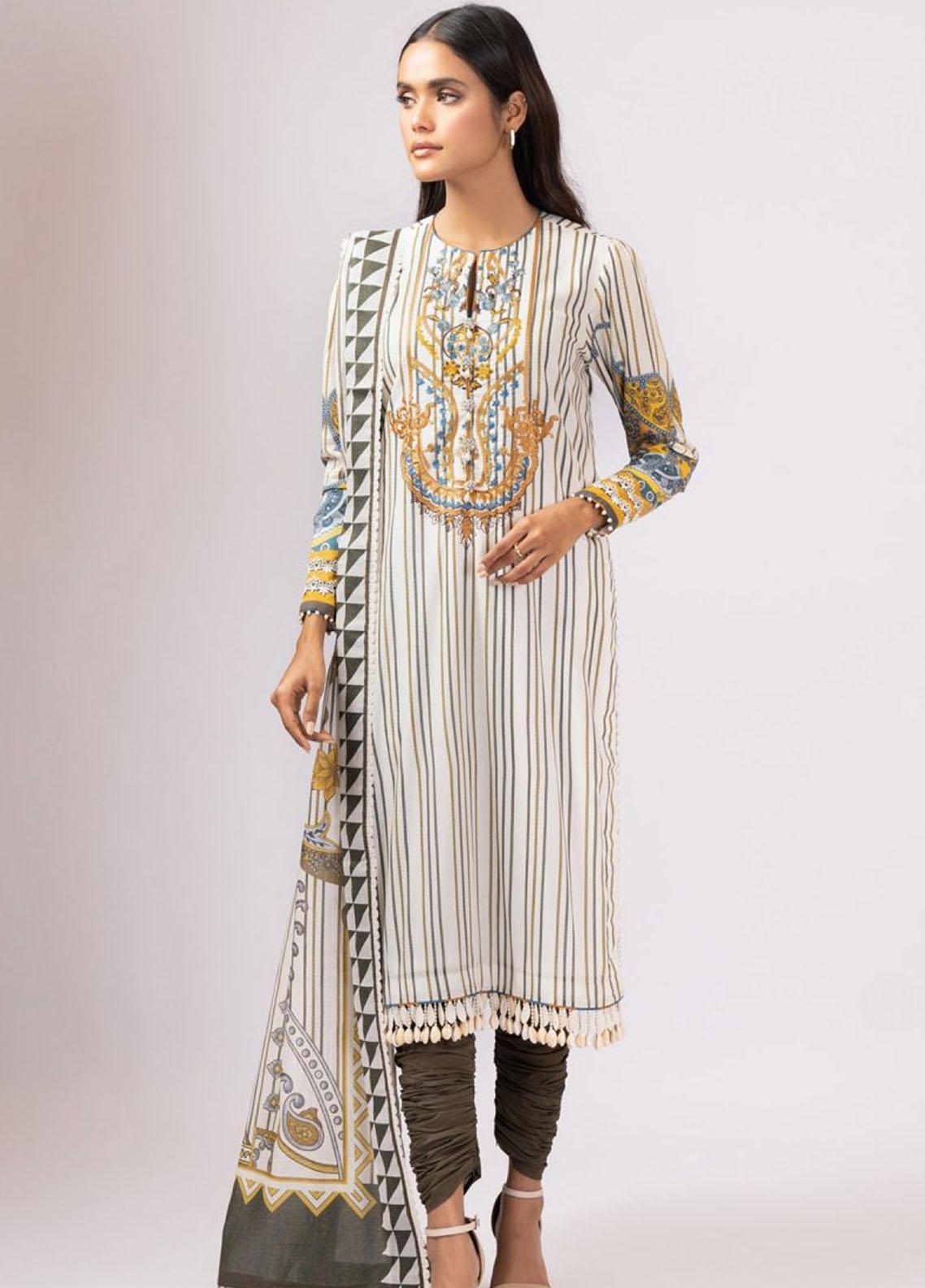 Al Karam Embroidered Lawn Suits Unstitched 3 Piece AK22S SS-10-22 Beige ...
