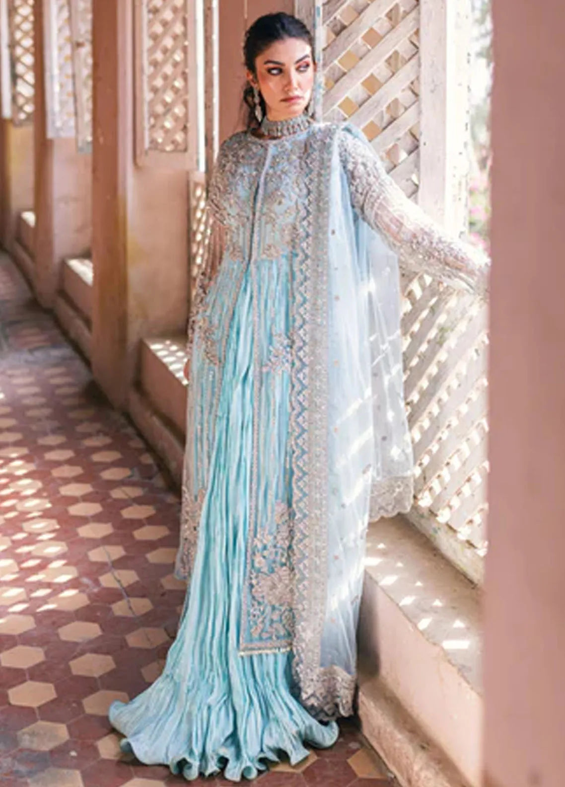 Azure Embroidered Net Suit Unstitched 3 Piece AZ24W Mah Jabeen ...