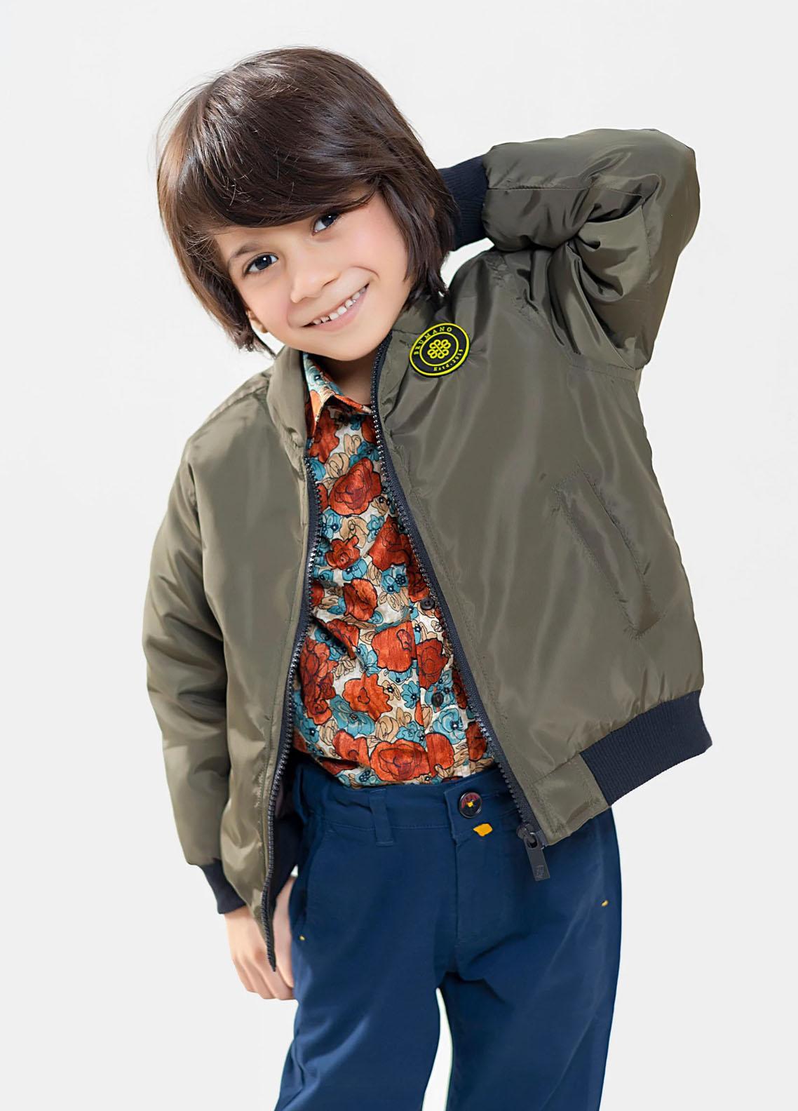 Brumano Jackets for Kids - Olive Green Casual Bomber Jacket - Unisex ...