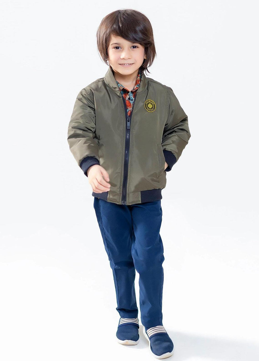 Brumano Jackets for Kids - Olive Green Casual Bomber Jacket - Unisex ...