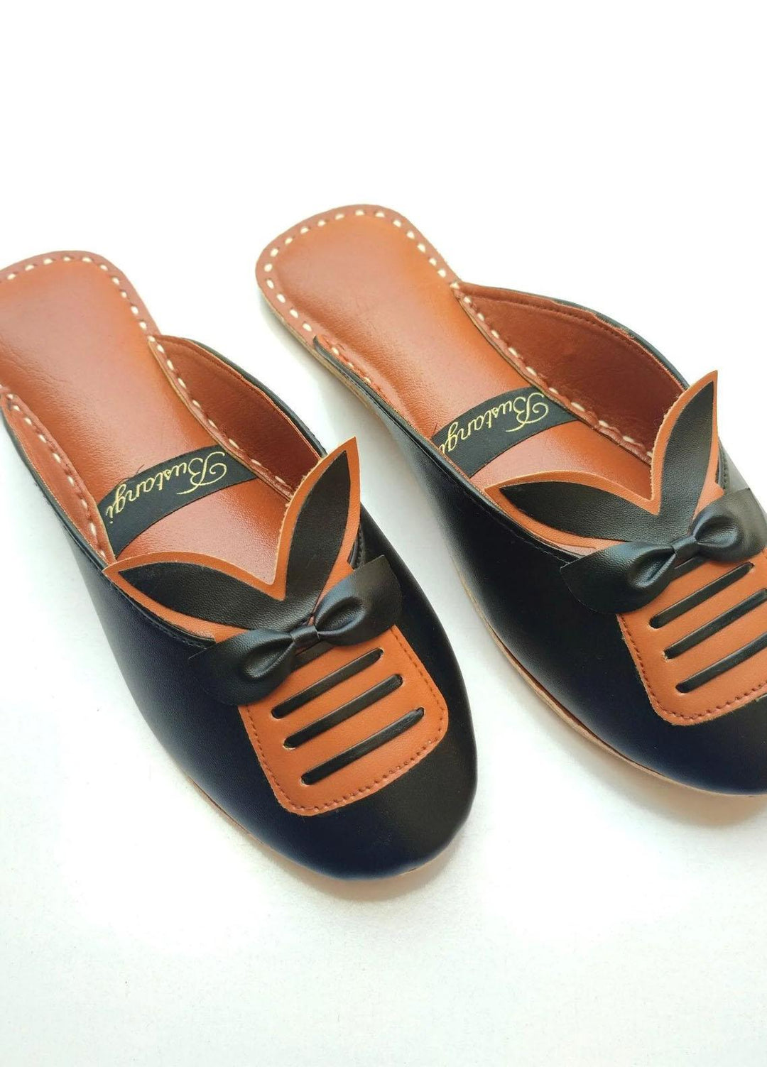 Bustangi Festive Style Khussa Bunny Mules Bm001 Black – Sanaulla Store