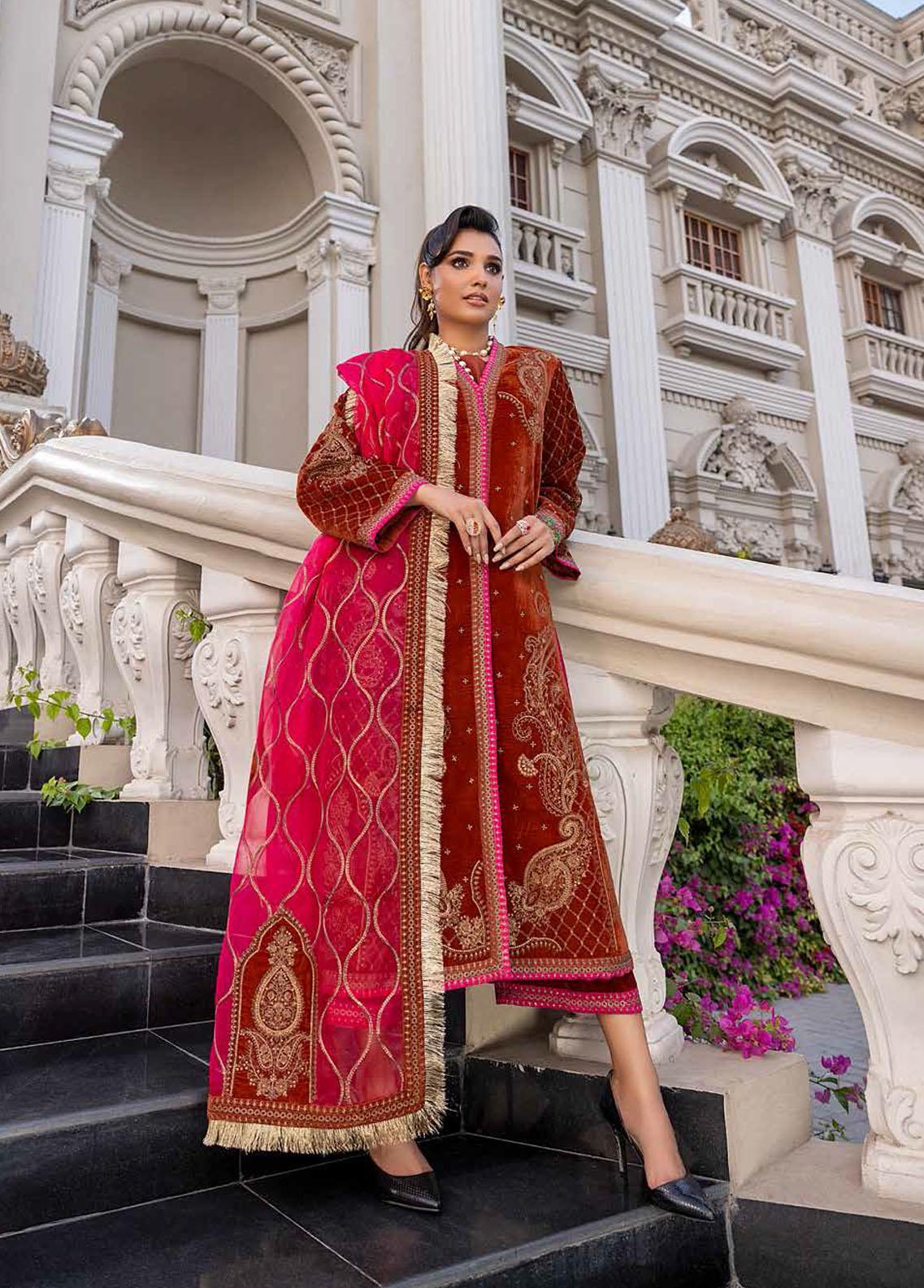 Charizma Embroidered Velvet Suits Unstitched 3 Piece CRZ22-V2 CV-12 ...