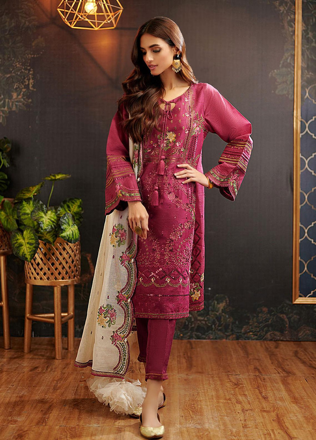 Dhanak Embroidered Organza Suits Unstitched 3 Piece DU-3065 - Luxury ...