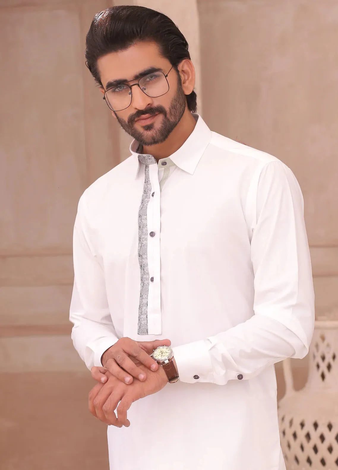 Edge Republic Fancy Men Kameez Shalwar - ER 698 White – Sanaulla Store