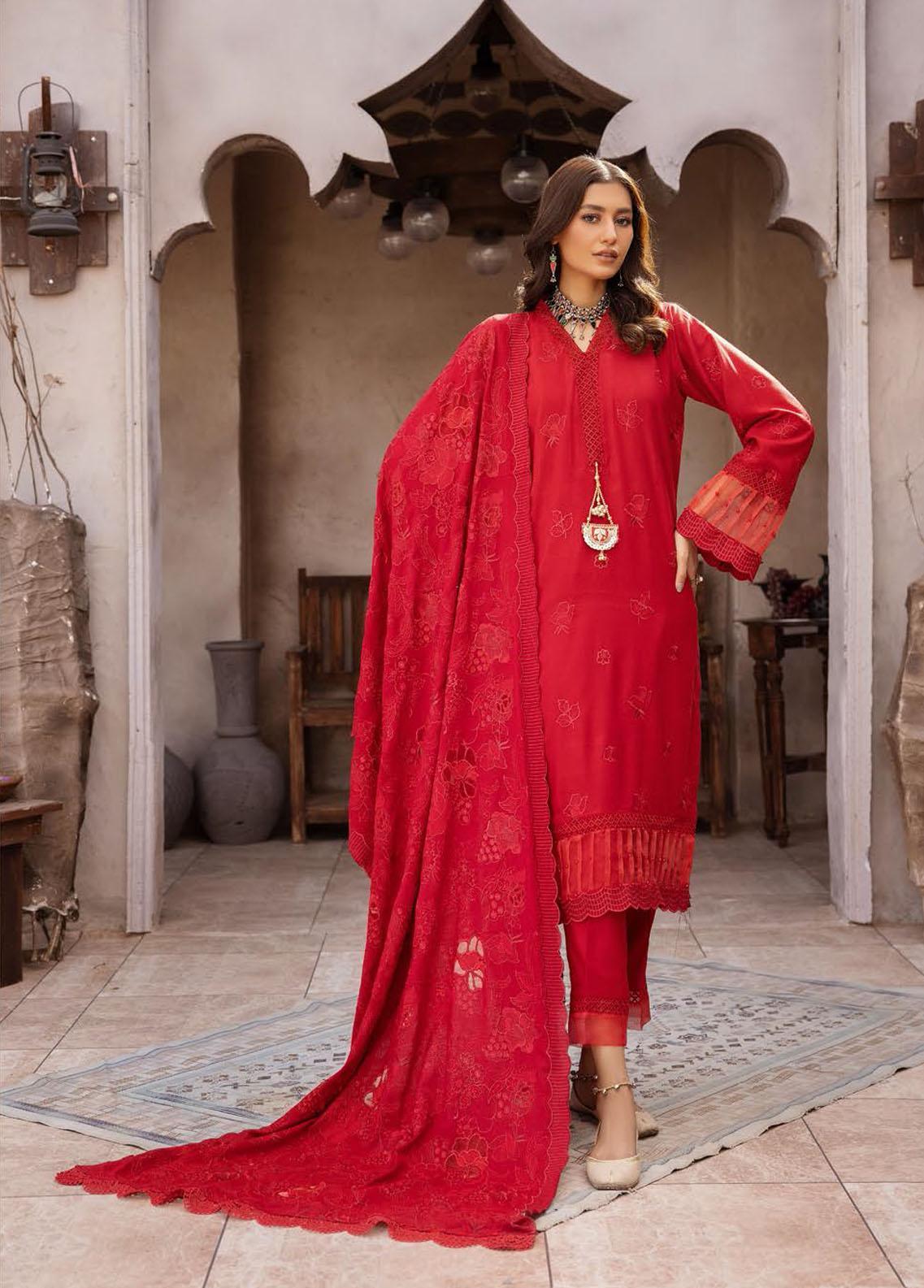 Elma by Riaz Arts Embroidered Leather Peach Suits Unstitched 3 Piece ...