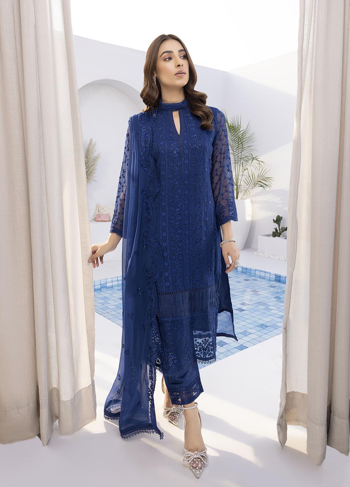 Ensembles by Azure Embroidered Chiffon Suits Unstitched 4 Piece AZU22EC ...