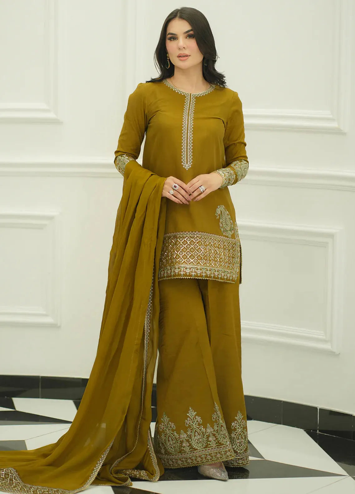 Faiza Faisal Pret Festive Raw Silk 3 Piece Suit Mehru – Sanaulla Store