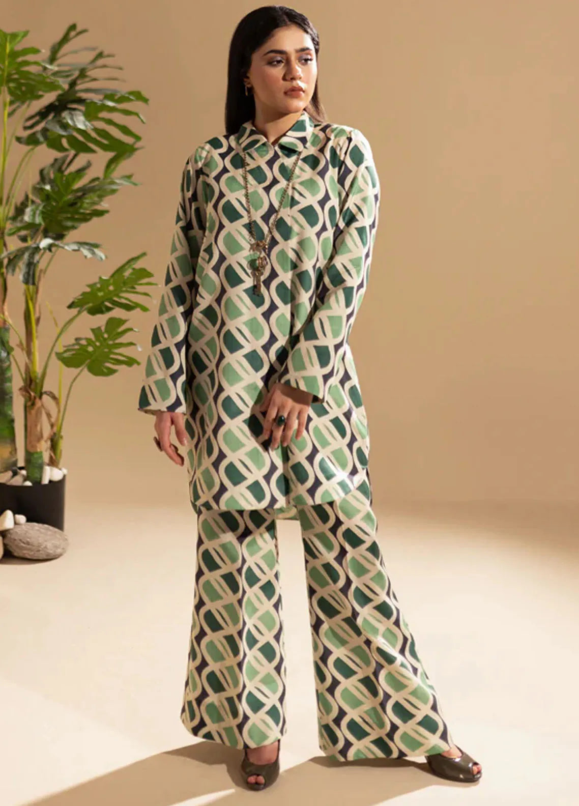 Fozia Khalid Pret Casual Khaadi Silk 2 Piece Suit Emeraude – Sanaulla Store