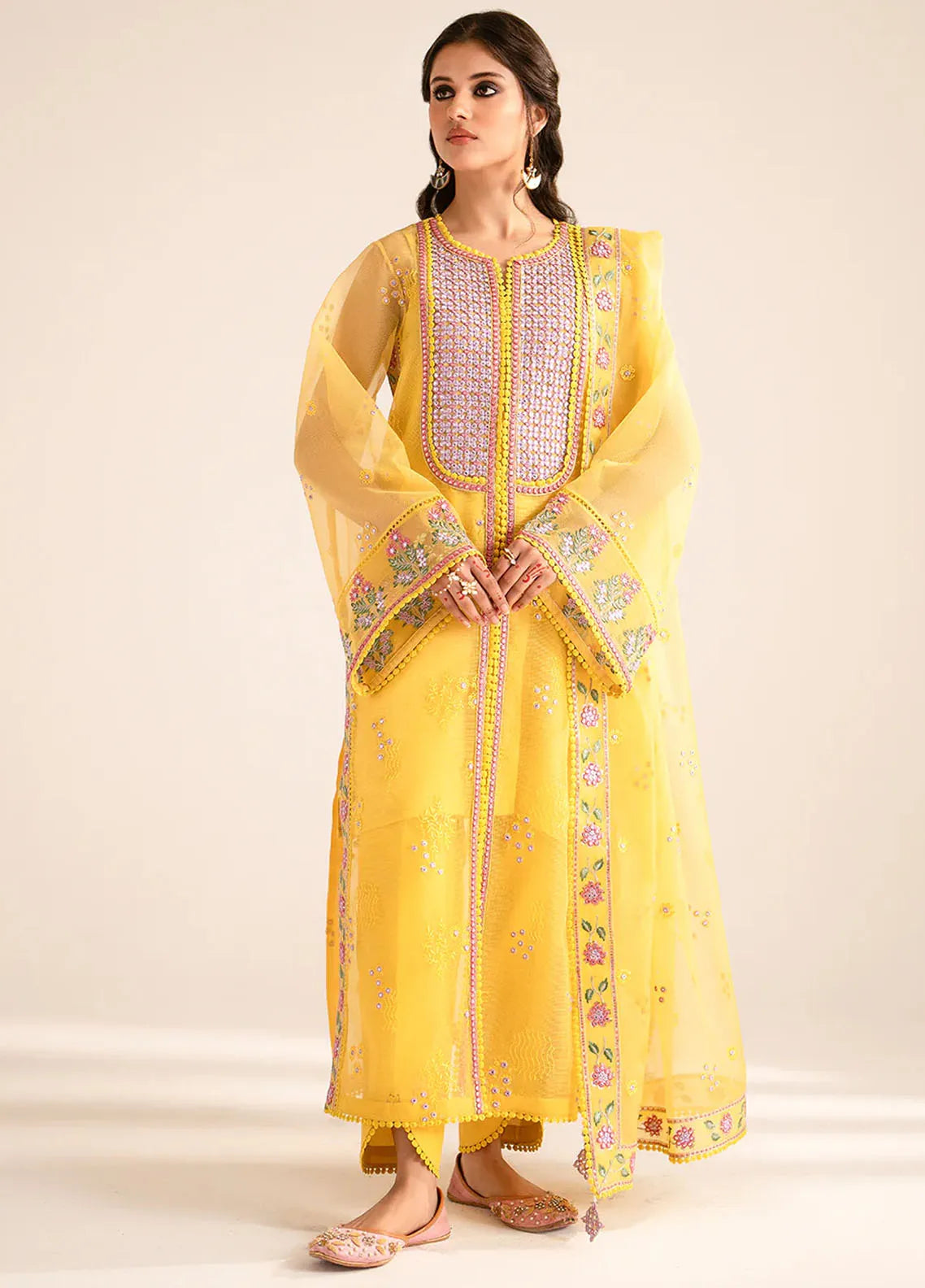 Fozia Khalid Pret Embroidered Organza 3 Piece Suit Helin – Sanaulla Store
