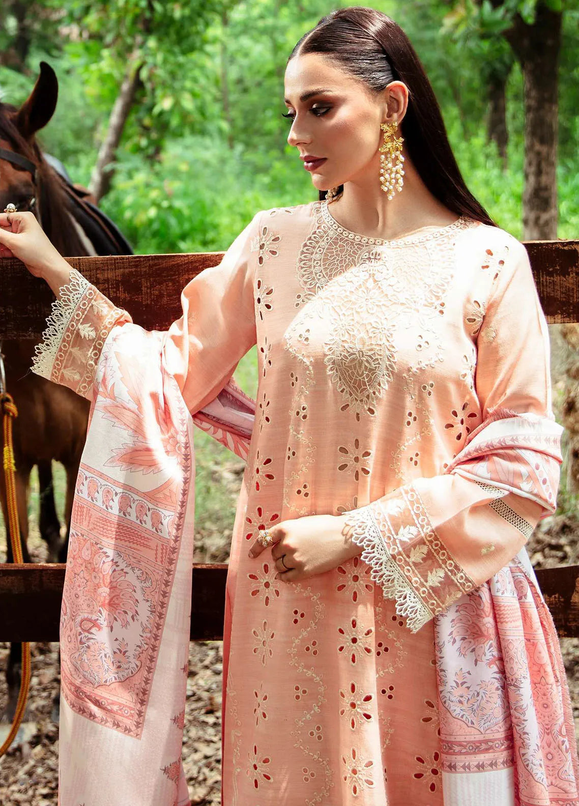 Hazel By Mahnur Embroidered Slub Linen Suit Unstitched 3 Piece MN24H RL ...