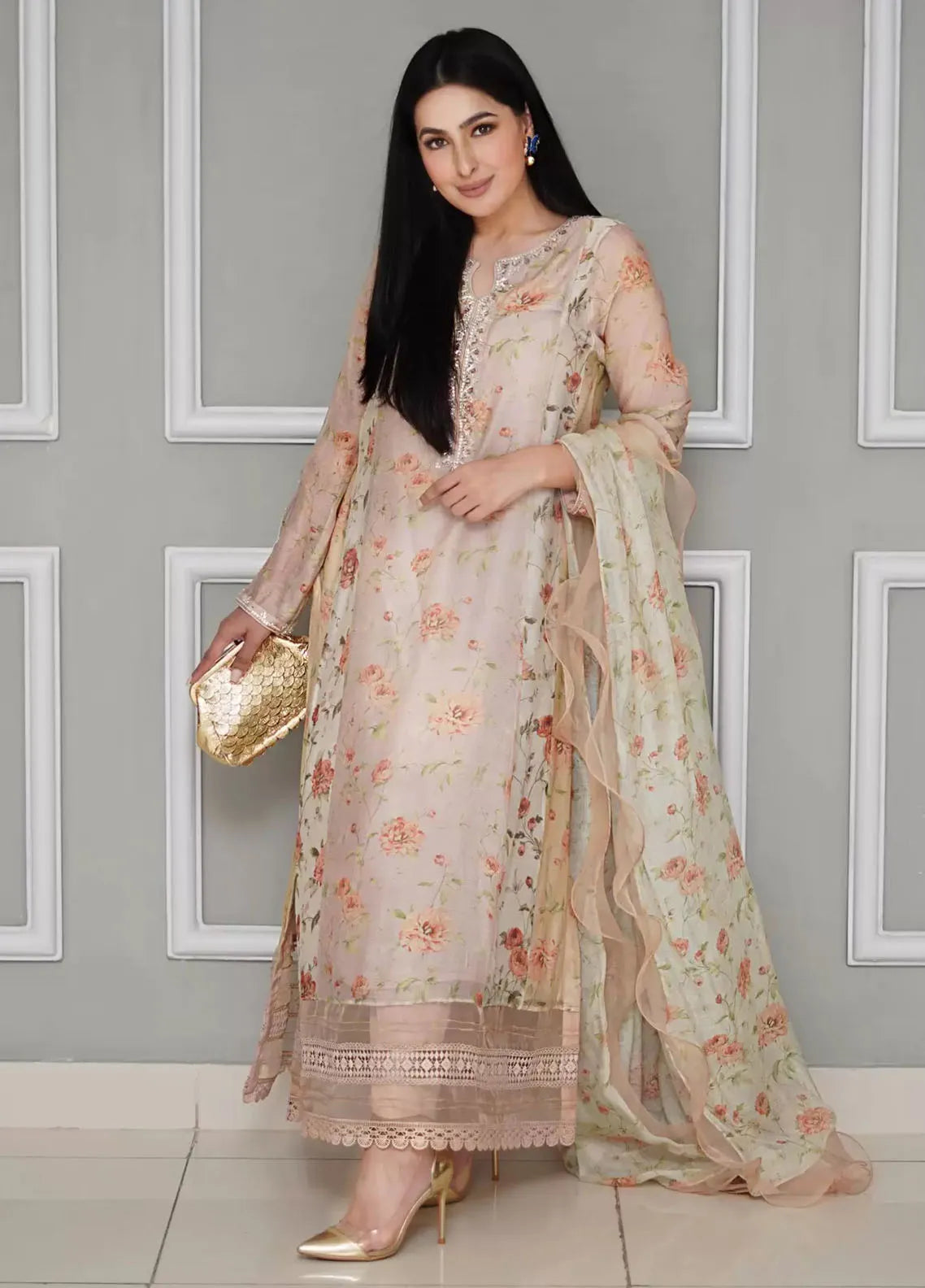 Hues Atelier Pret Embroidered Khaadi Cotton Net 3 Piece Suit Vintage ...