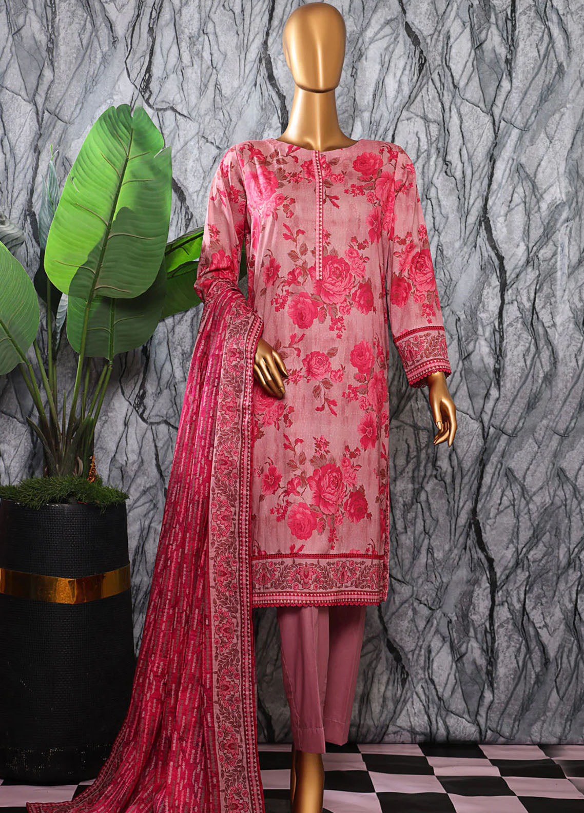 Hz Textiles Printed Lawn Suits Unstitched 3 Piece PPC-605 - Summer ...