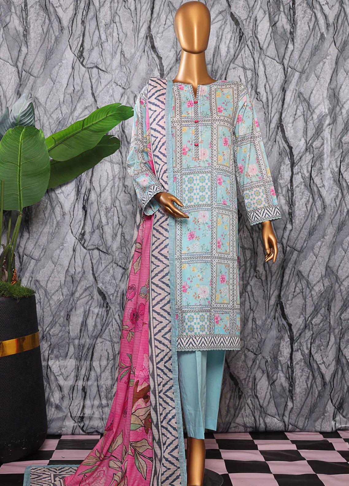 Hz Textiles Printed Lawn Suits Unstitched 3 Piece PPC-608 - Summer ...