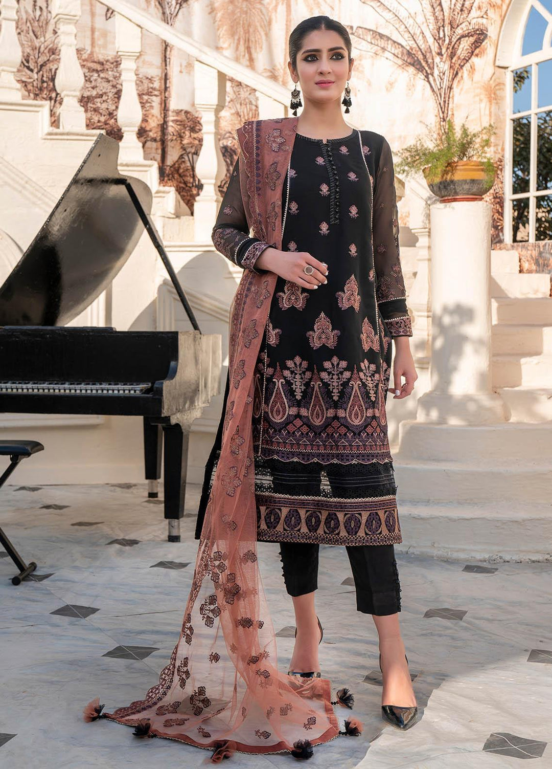 Isra By Maleena Embroidered Chiffon Suits Unstitched 3 Piece MLN23I ...