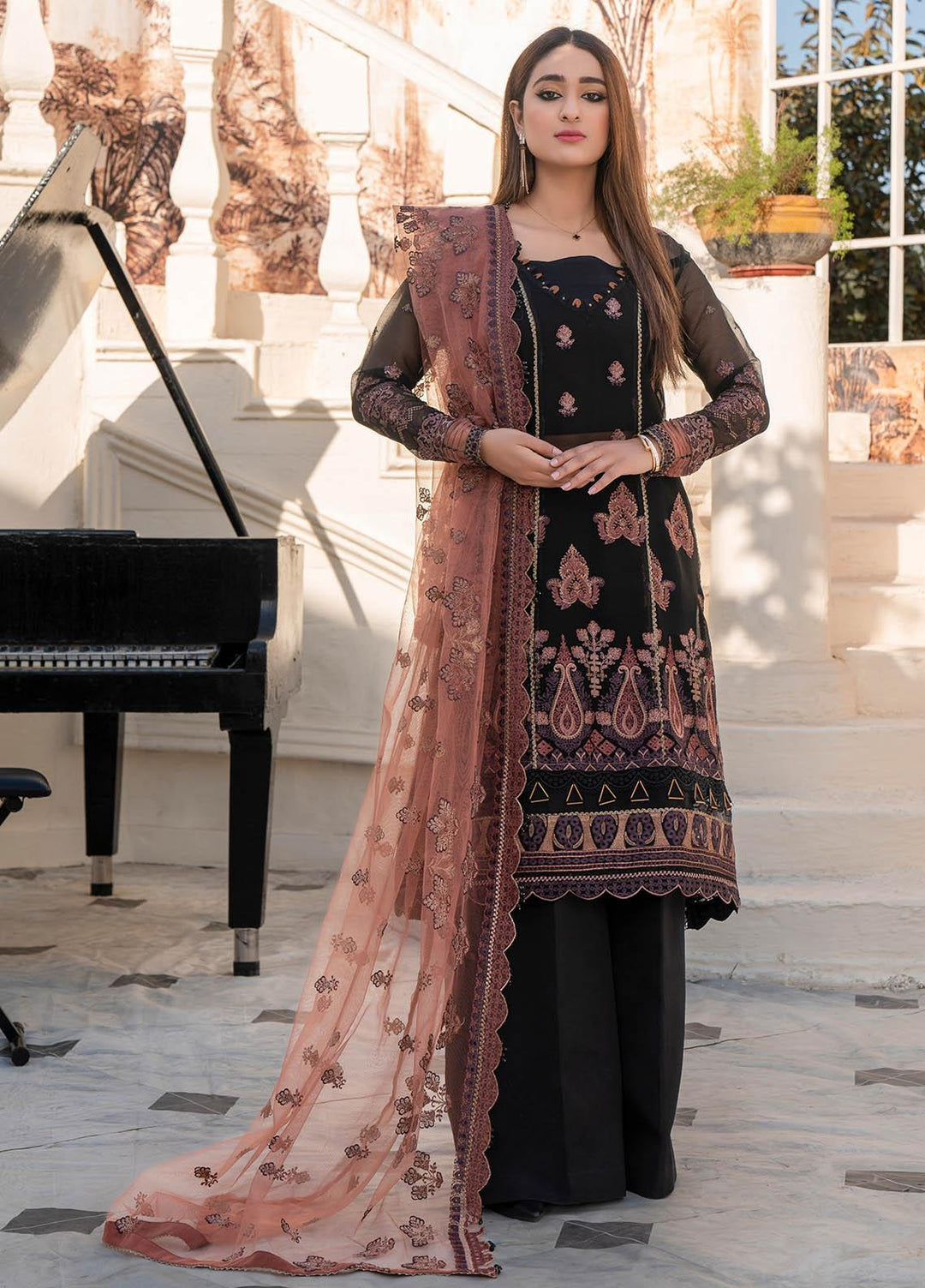 Isra By Maleena Embroidered Chiffon Suits Unstitched 3 Piece MLN23I ...