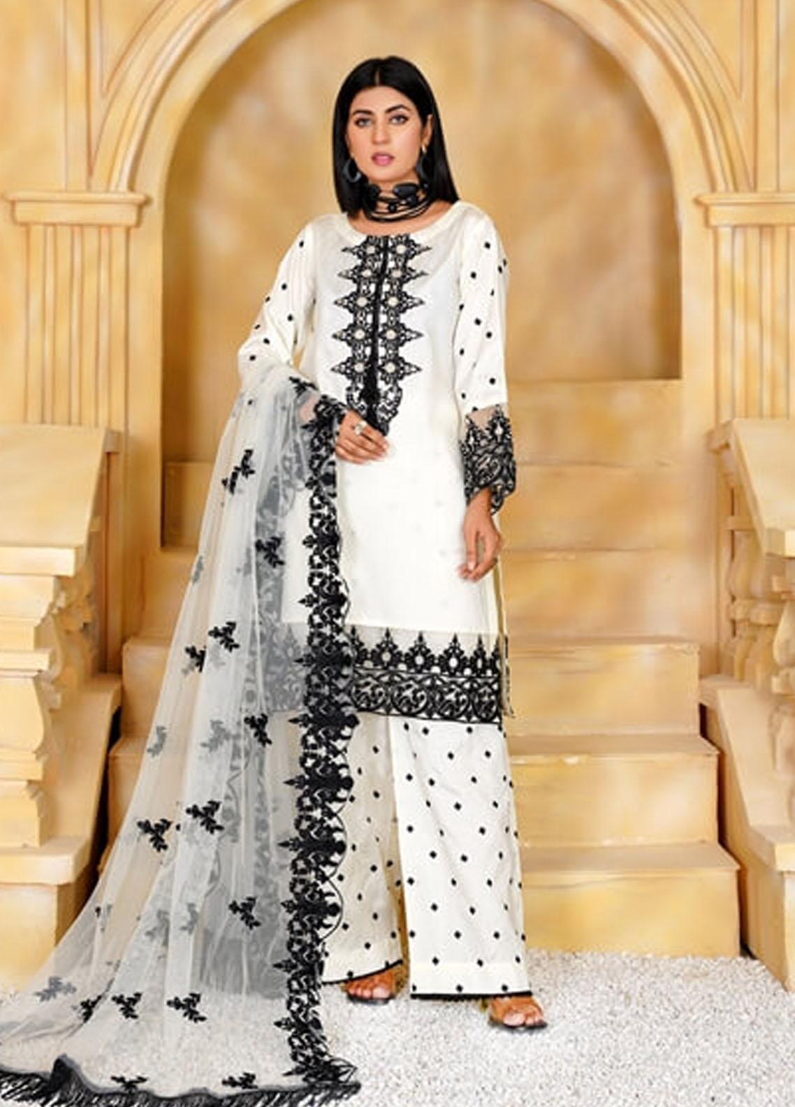 Ayat Pret Embroidered Raw Silk 3 Piece Suit Chambali – Sanaulla Store