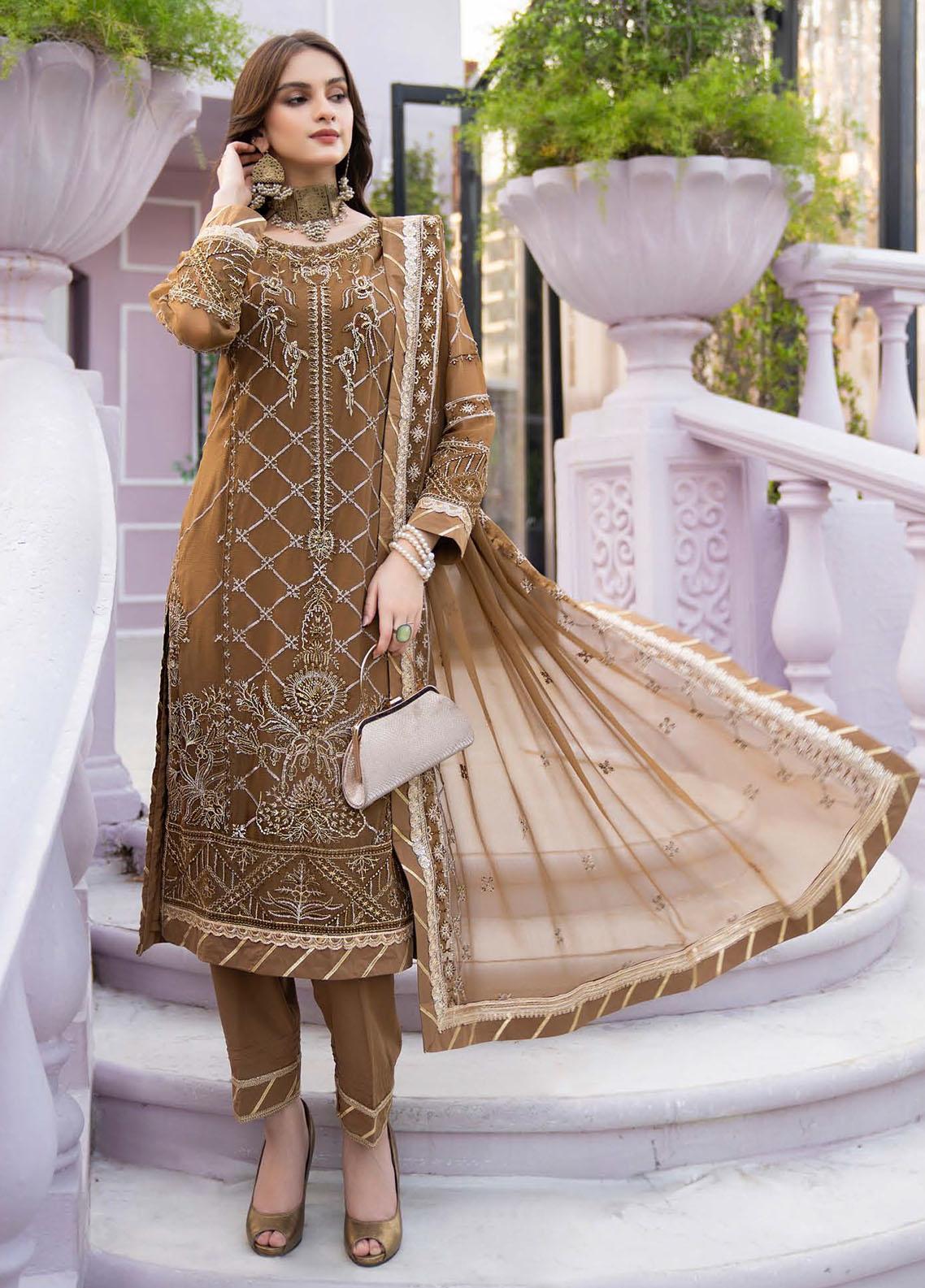 Lallaria By Noorma Kaamal Embroidered Chiffon Suits Unstitched 3 Piece ...