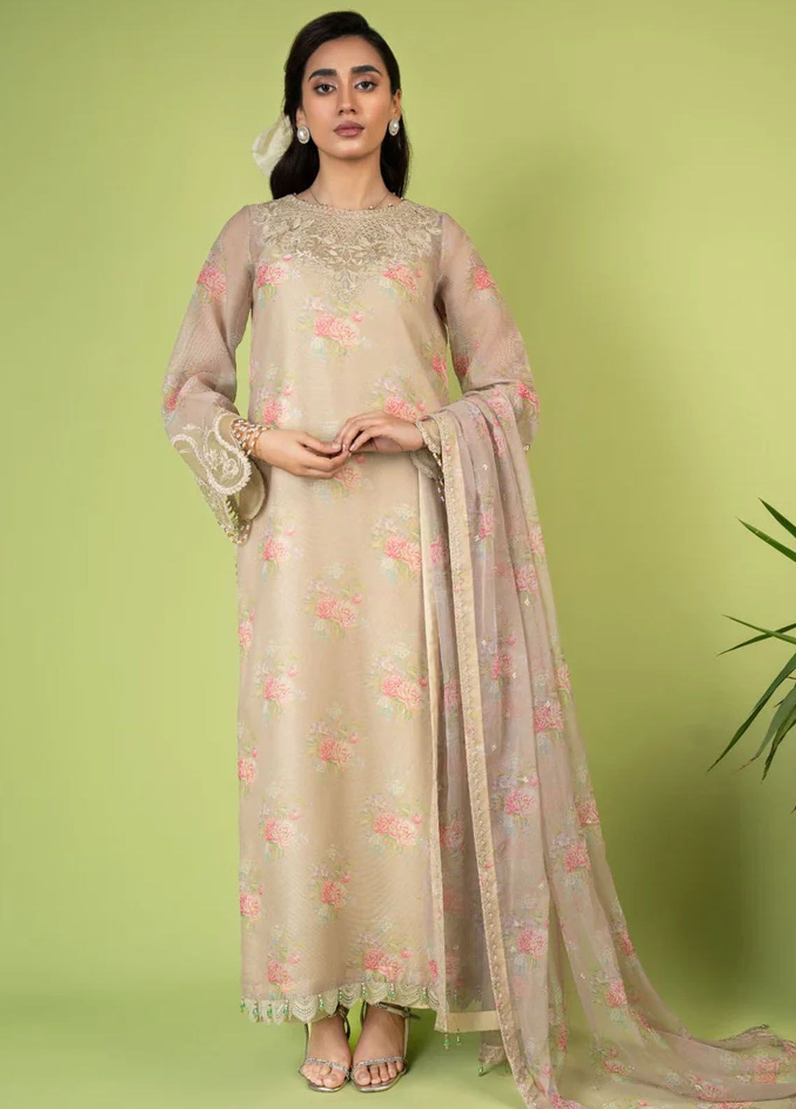 Mah-e-Meer by Meeral Embroidered Khaadi Net Suits Unstitched 3 Piece ...