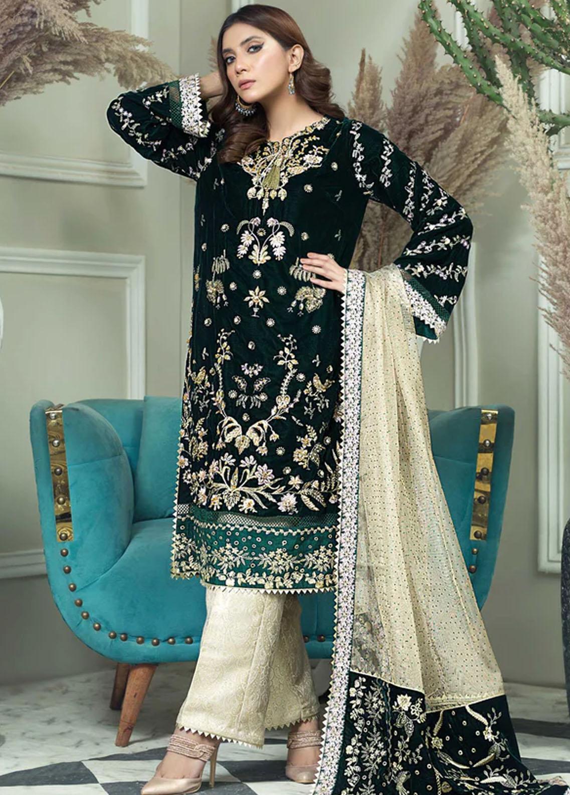 Mah-e-Noor by Aroshi Embroidered Velvet Suits Unstitched 3 Piece ...