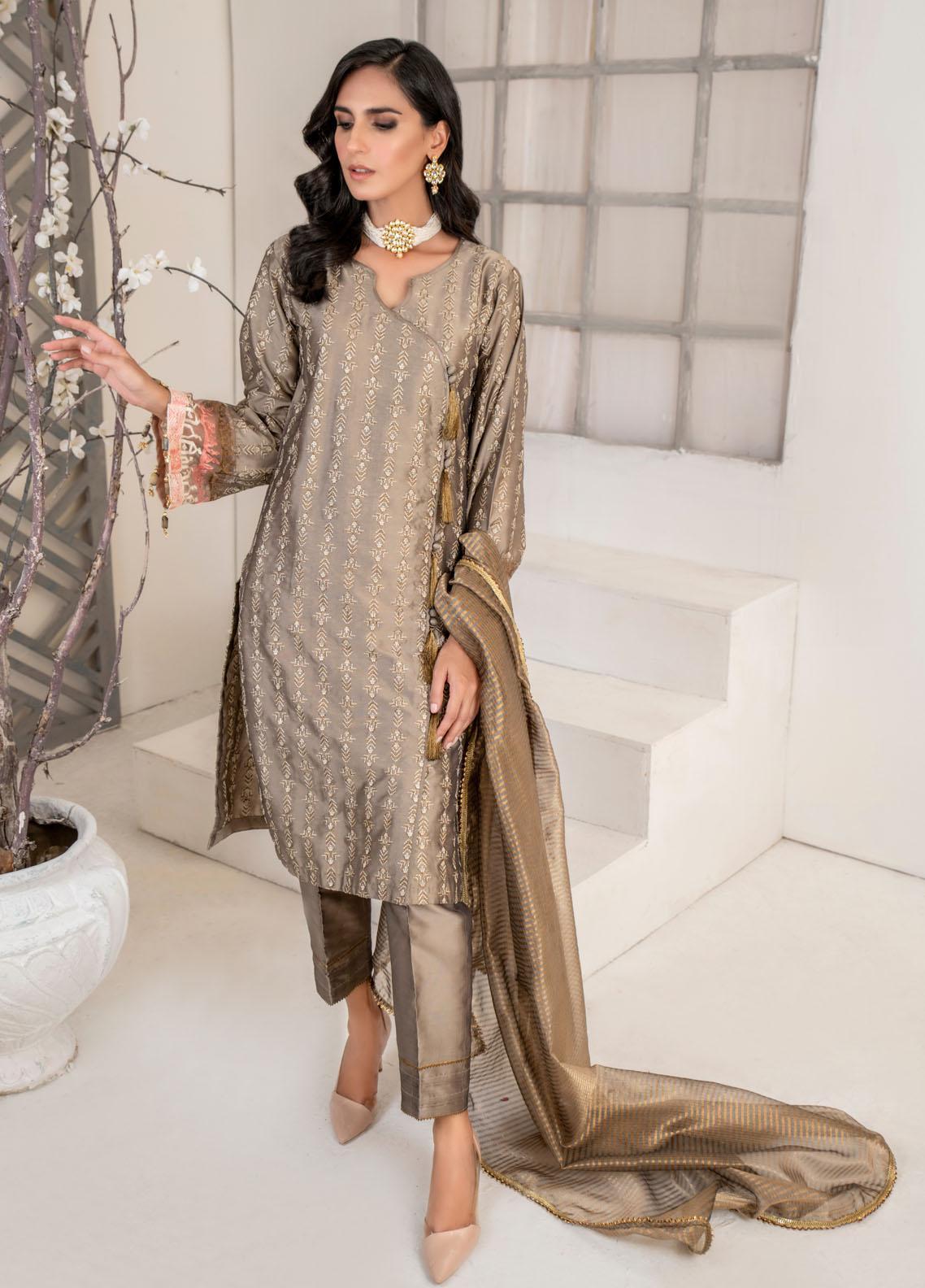 Malka by Fashion Porters Embroidered Khaadi Silk Suits Unstitched 3 ...