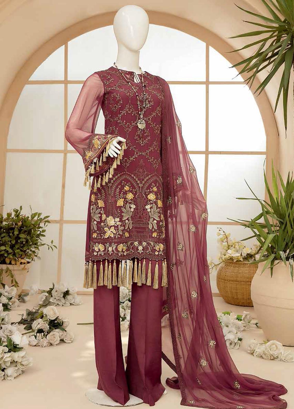 Nafeesah By Flossie Embroidered Chiffon Suits Unstitched 3 Piece N-506 ...