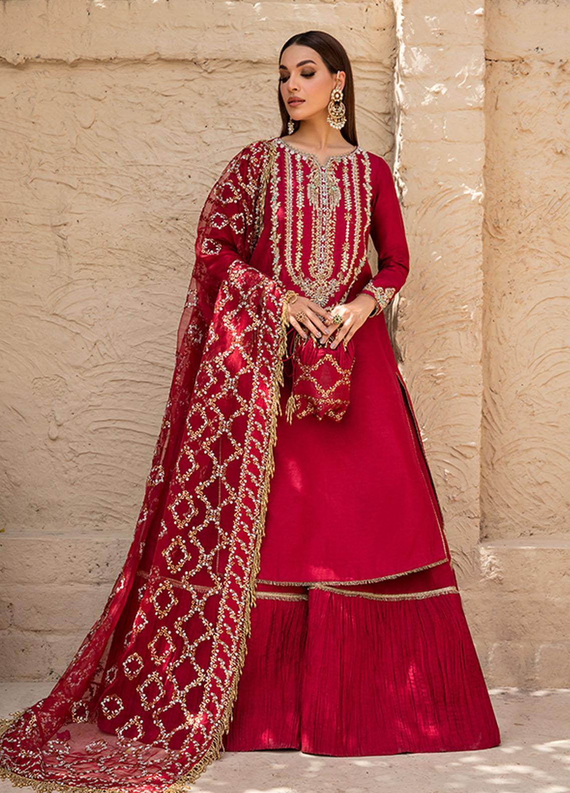 Saffron Pret Embroidered 3 Piece Suit 07 Rose Gold Satin – Sanaulla Store