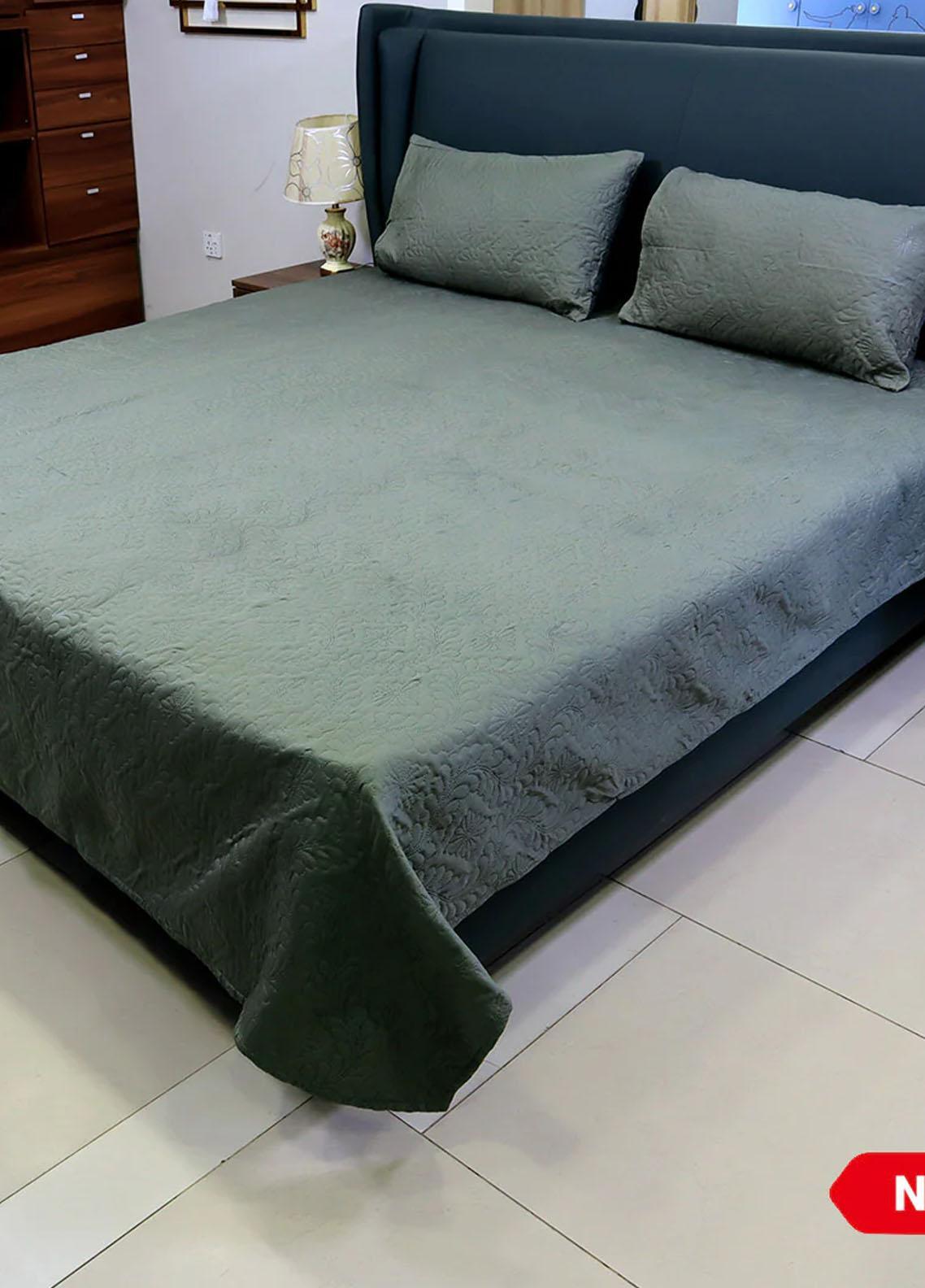 Plush Mink Bed Sheet Luxe Bed Spread Olive Quilted Jacquard Embossed ...