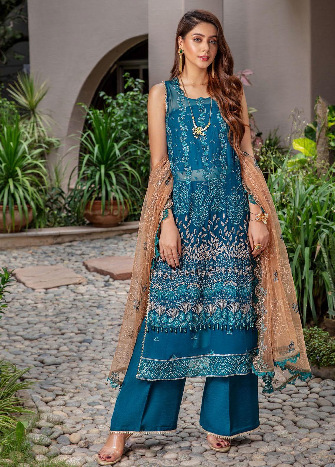 Preesha By Humdum Embroidered Chiffon Suits Unstitched 3 Piece HD22P 08 ...