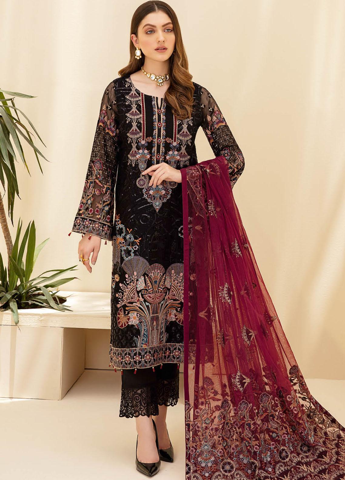 Rangoon by Ramsha Embroidered Chiffon Suits Unstitched 3 Piece RSH21RC ...